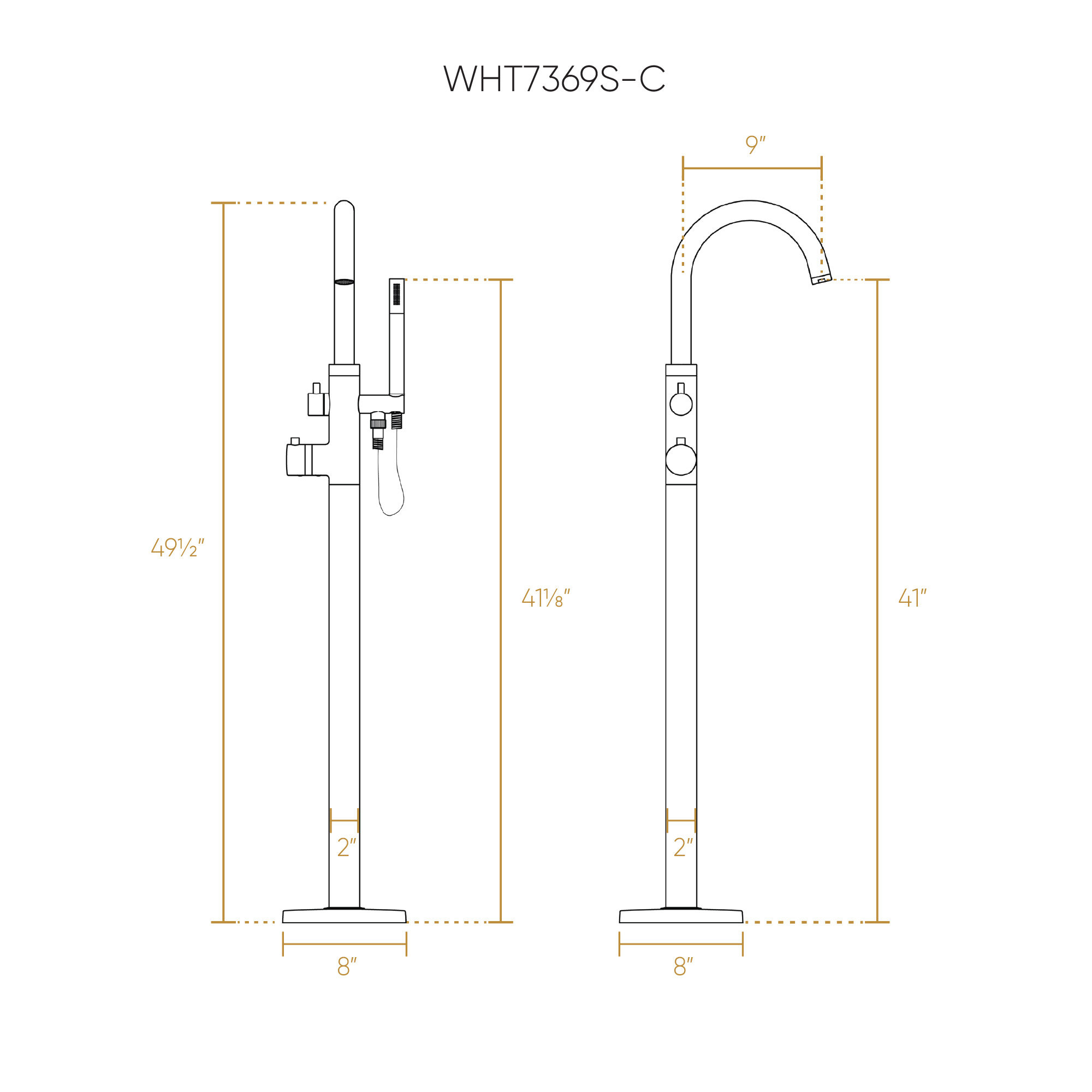 Whitehaus Collection Bathhaus Freestanding Single Handle Tub Filler ...