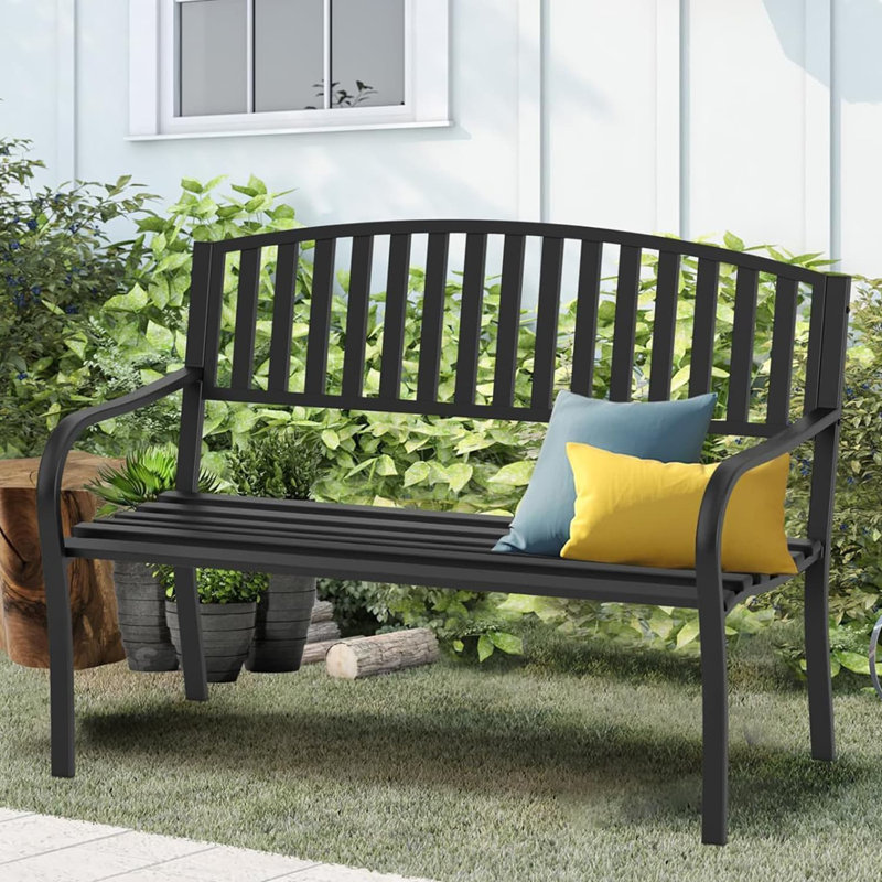 Lark Manor™ Outdoor Bench Weatherproof, Metal Frame Garden Bench, Rust ...