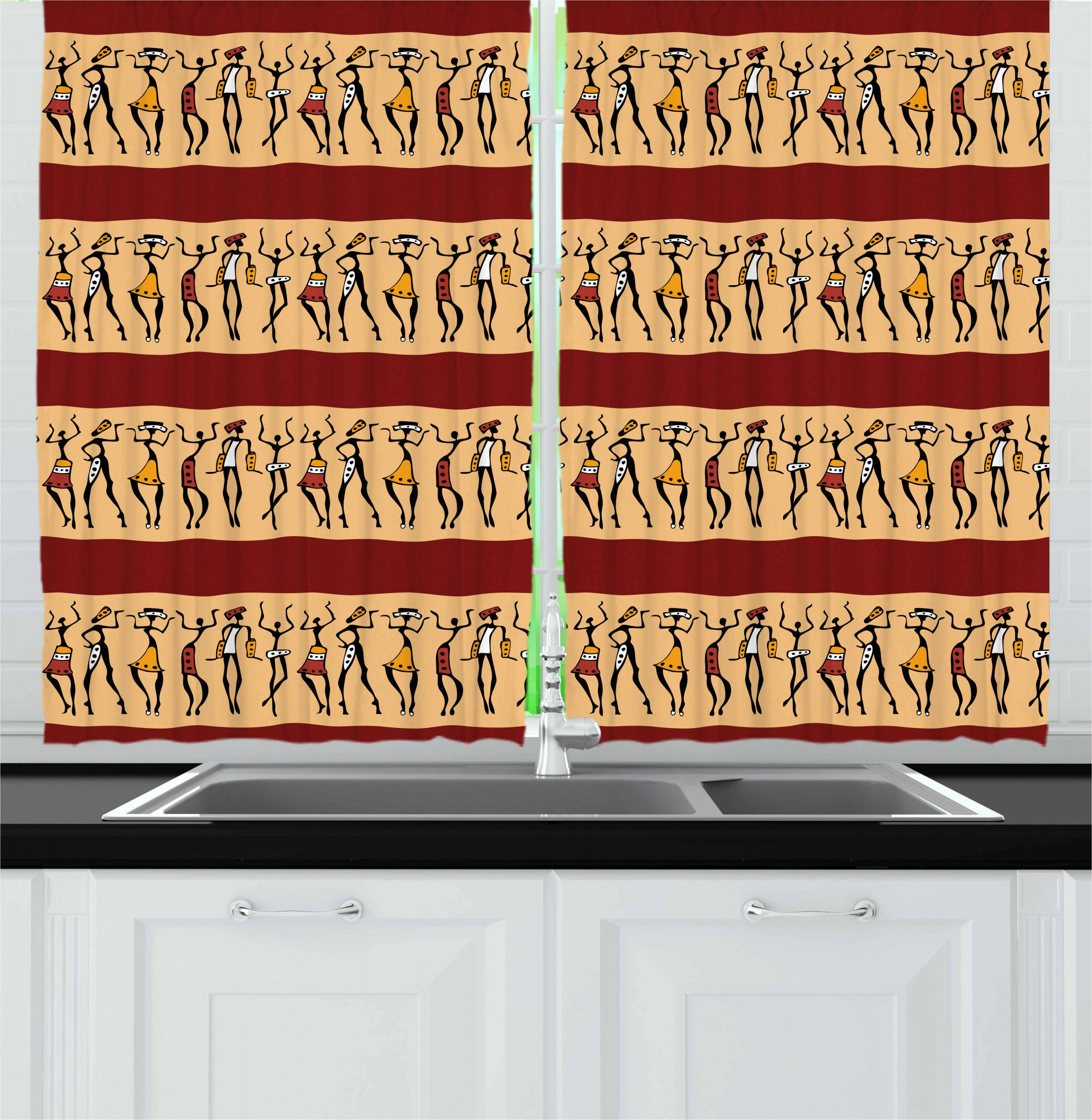 East Urban Home African Kitchen Curtain | Wayfair