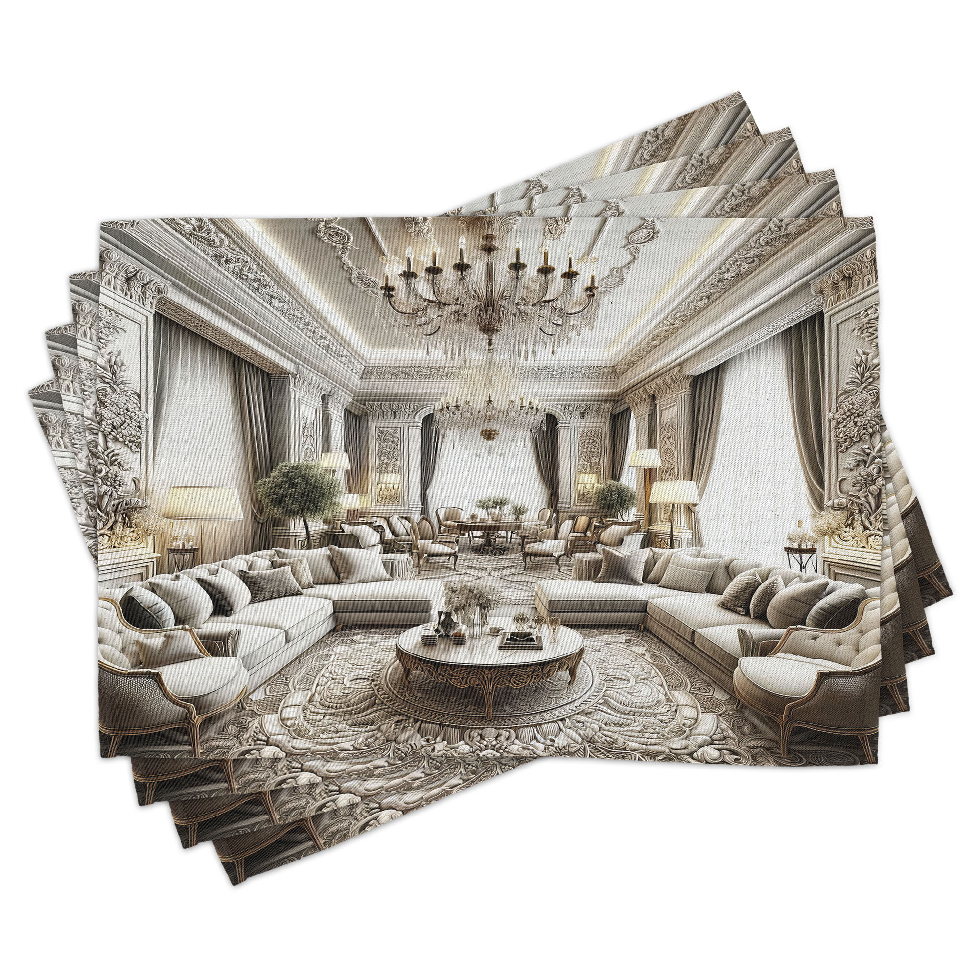 Ambesonne Classic Place Mats Set of 4 Majestic Room in Muted Tone ...