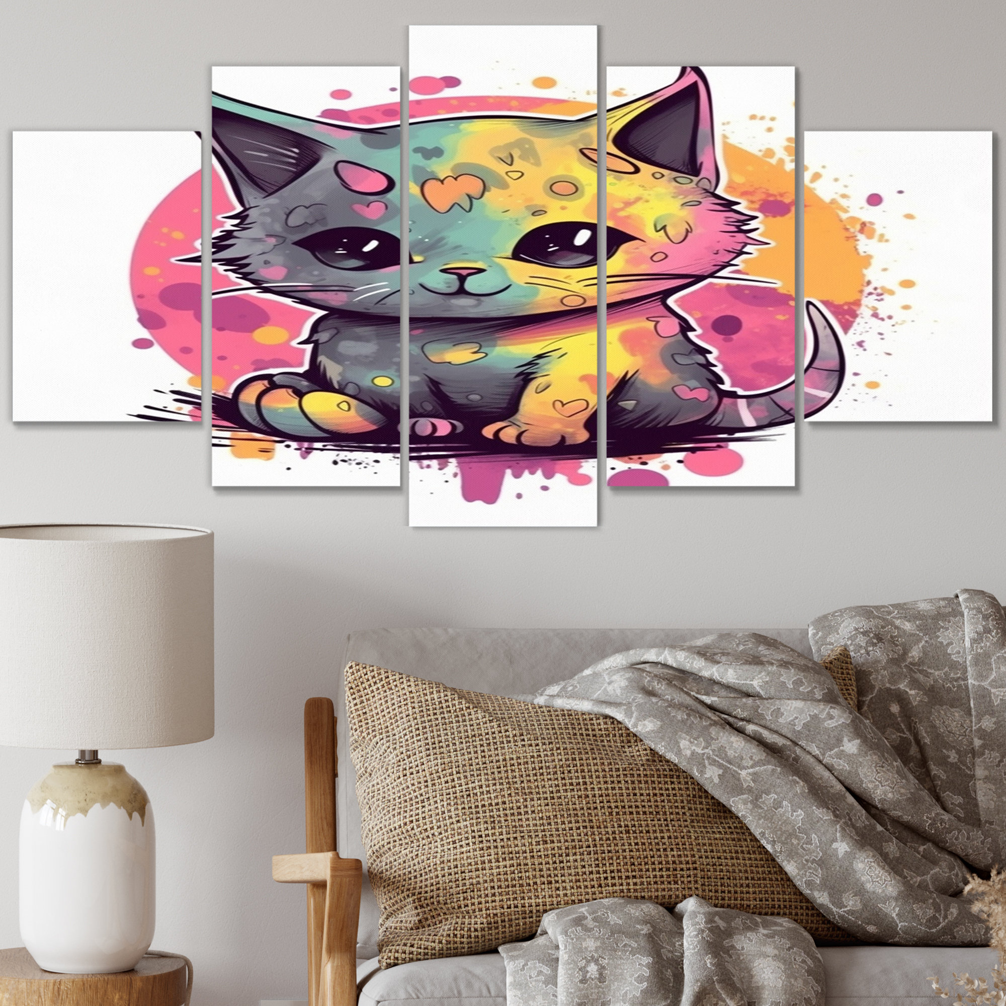 Isabelle & Max™ Pink Cute Kitten Cat Illustration I - Animals Cat ...