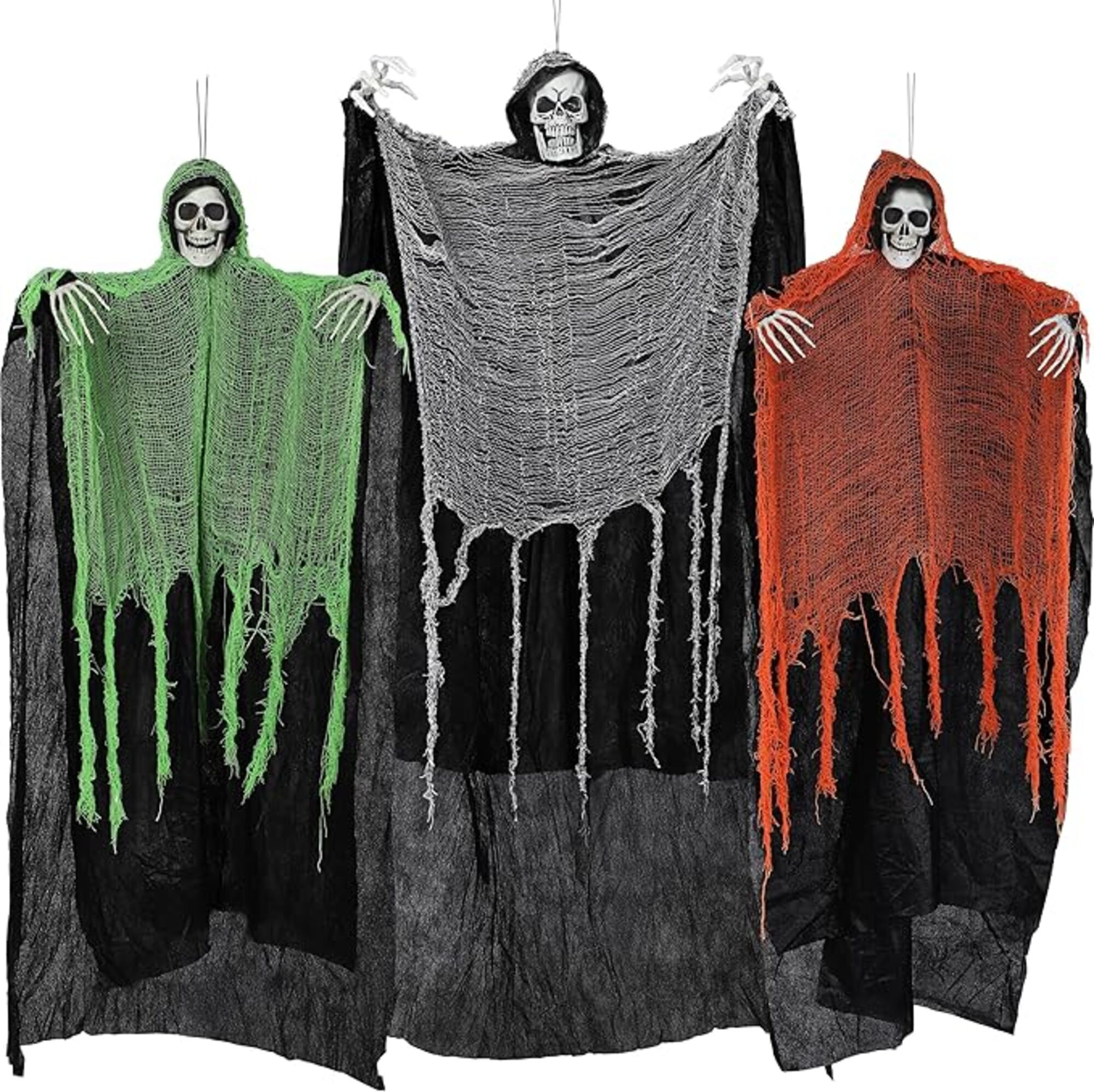 Union Rustic 3 Pcs Halloween Hanging Grim Reapers, One 63” Two 47” Grim ...