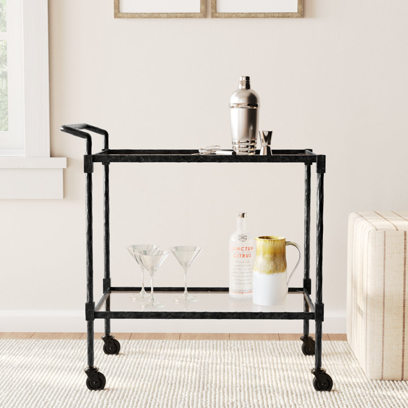 Birch Lane™ Claudia Metal and Glass Bar Cart & Reviews | Wayfair