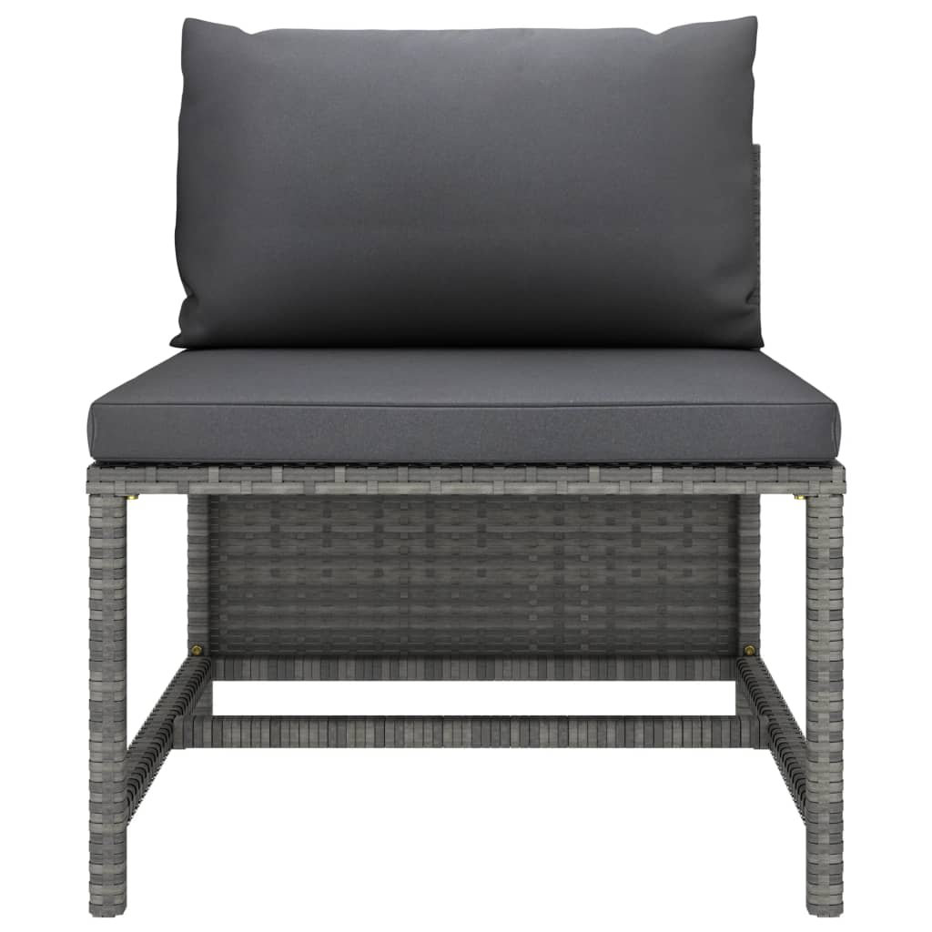 Latitude Run® Sectional Middle Sofa with Cushions Grey Poly Rattan ...