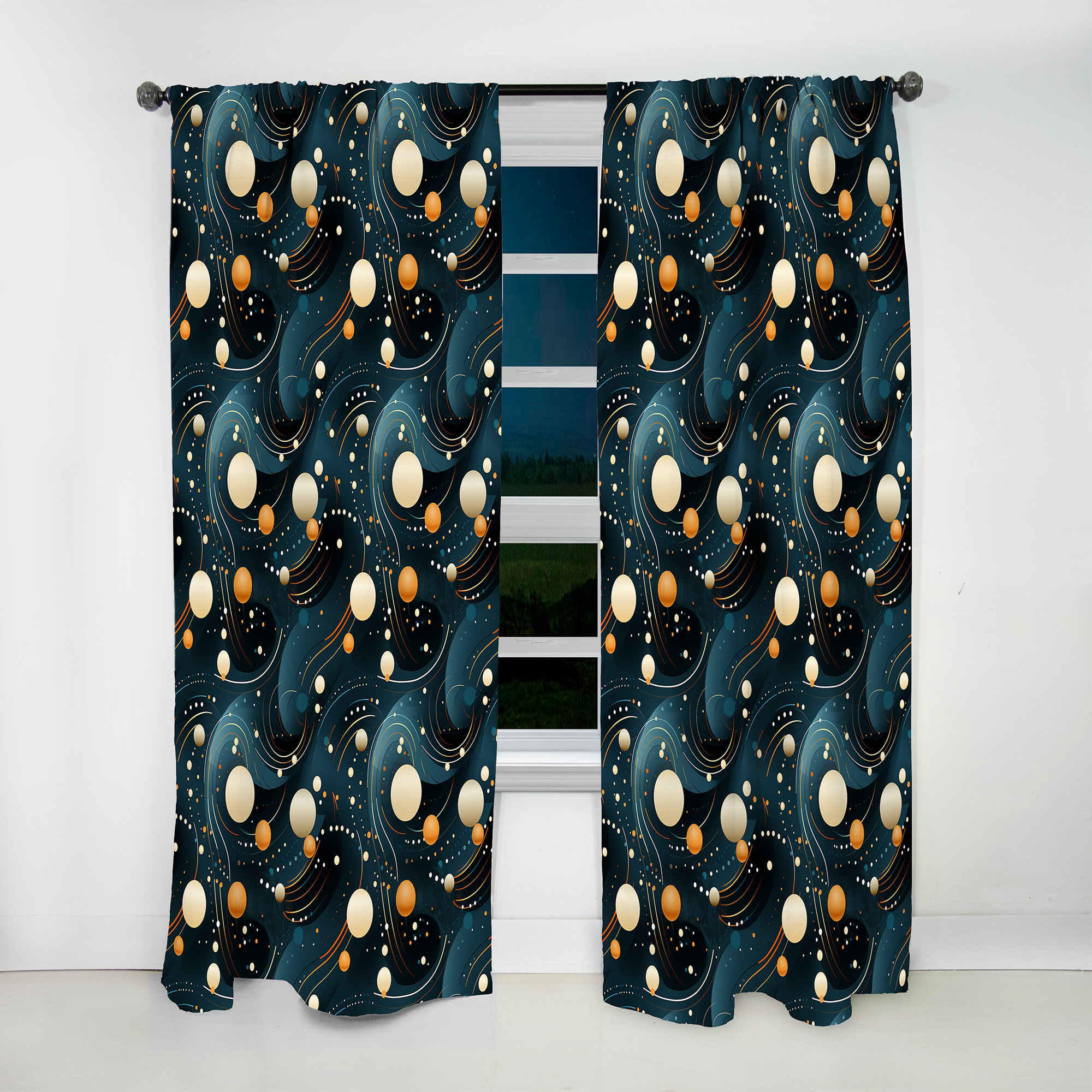 Design Art Art Deco Glamour Polka Dots Pattern I - Abstract Curtain ...