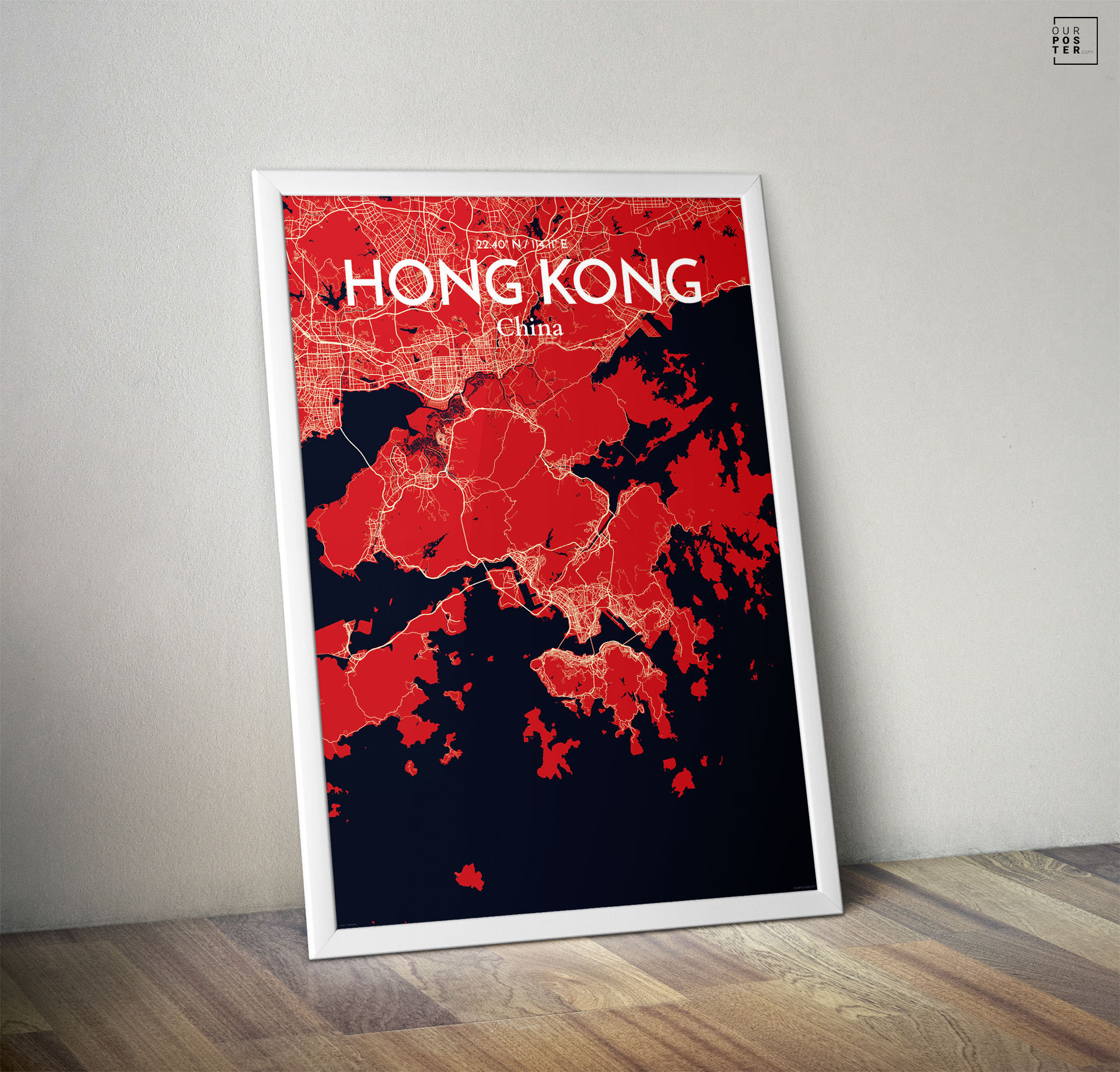 OurPoster.com 'Hong Kong City Map' Graphic Art Print Poster in Nautical ...