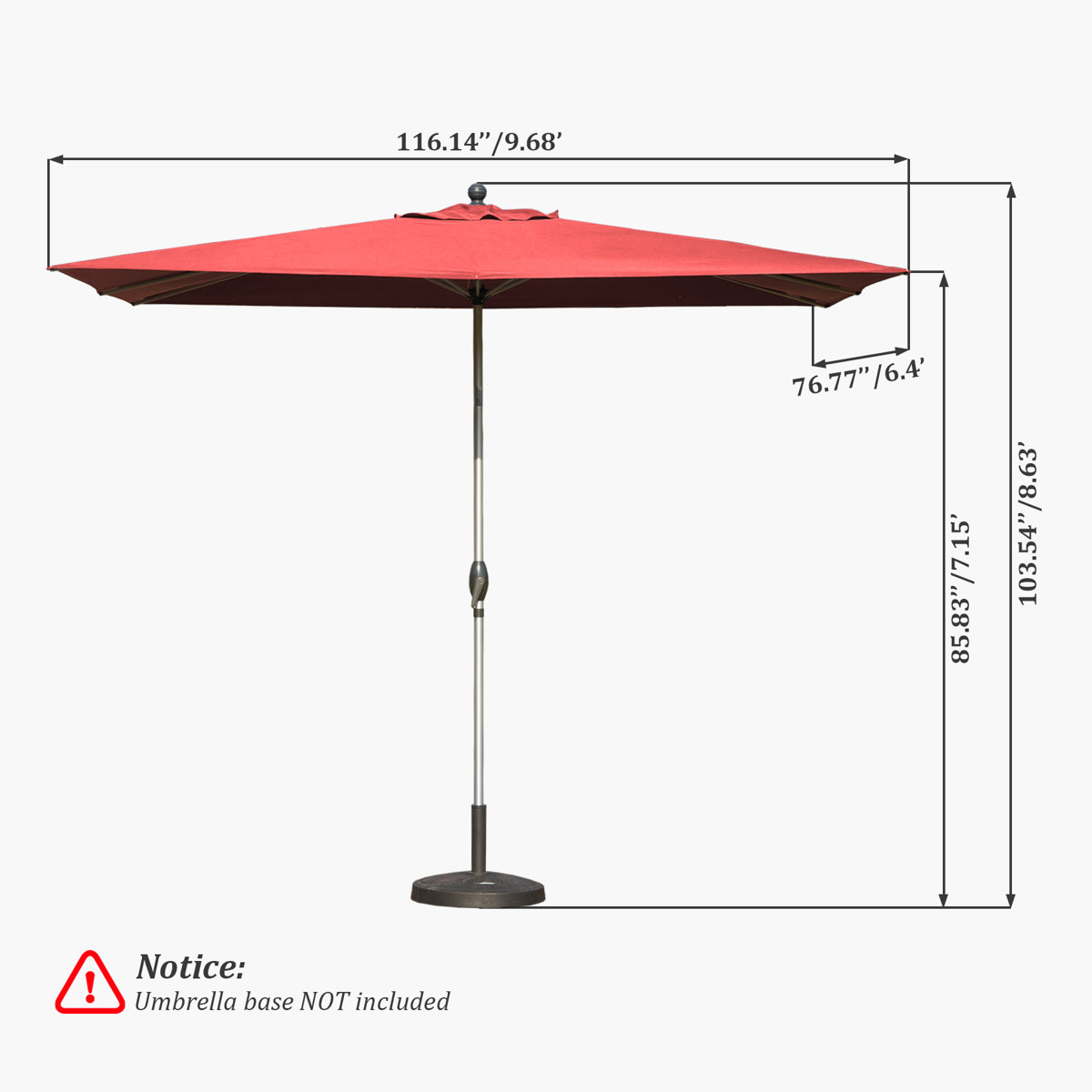 Arlmont & Co. Rectangle Market Umbrella with Center Pole | Wayfair