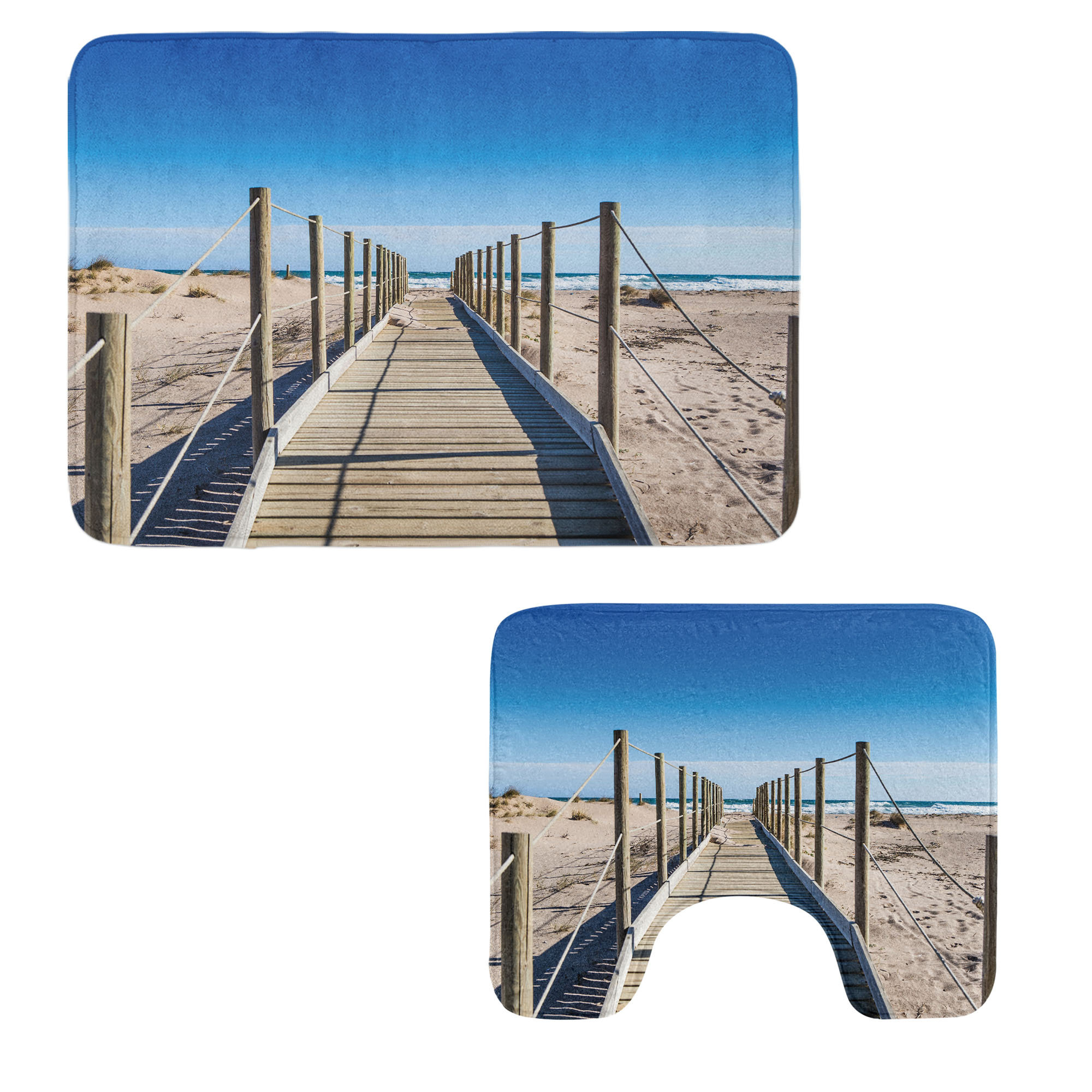 East Urban Home Beach Bathroom Rug Set 2 Pieces Rectangle & Contour ...