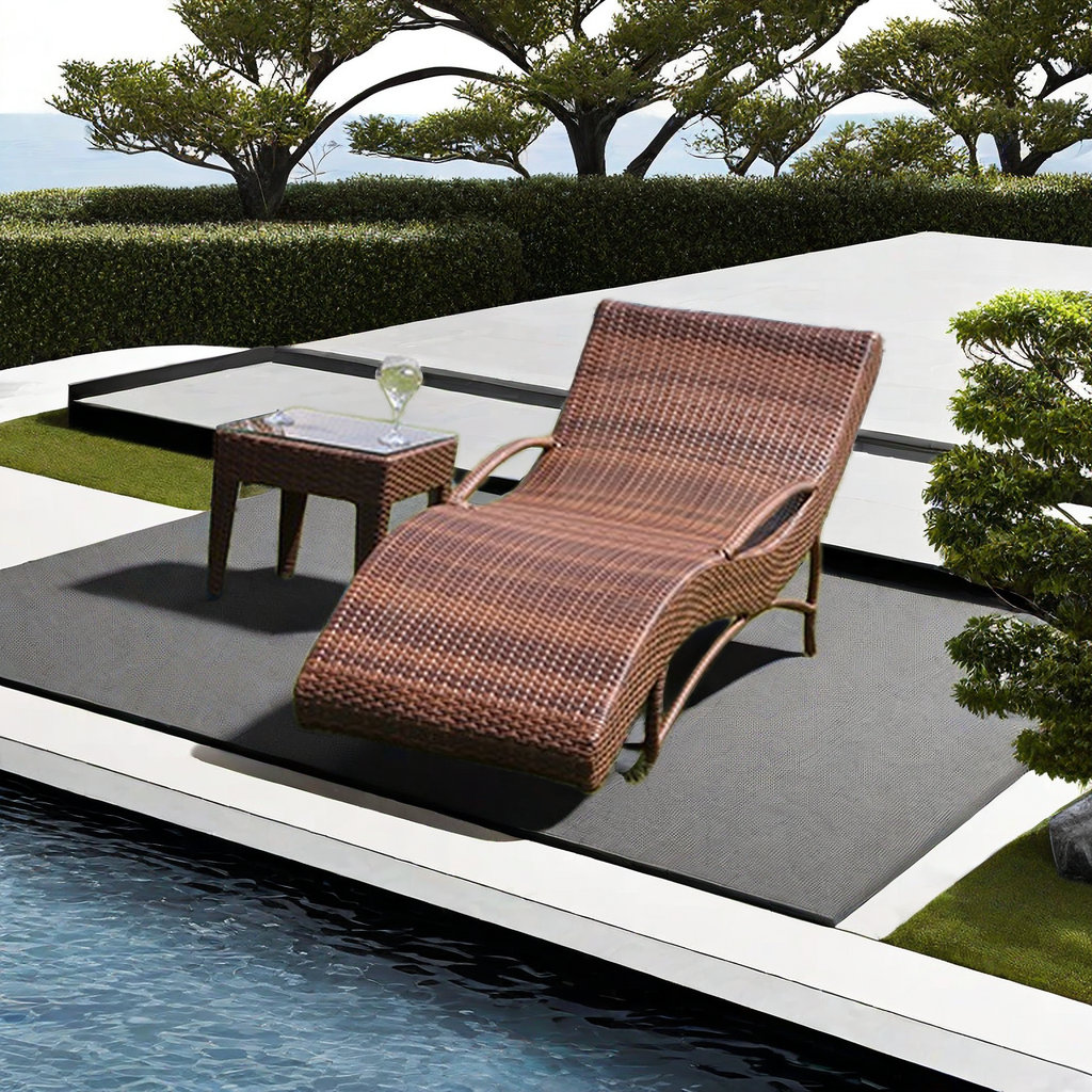 Elegant Home Furnishings.s Lightweight Wicker Sun Lounger With Sturdy ...