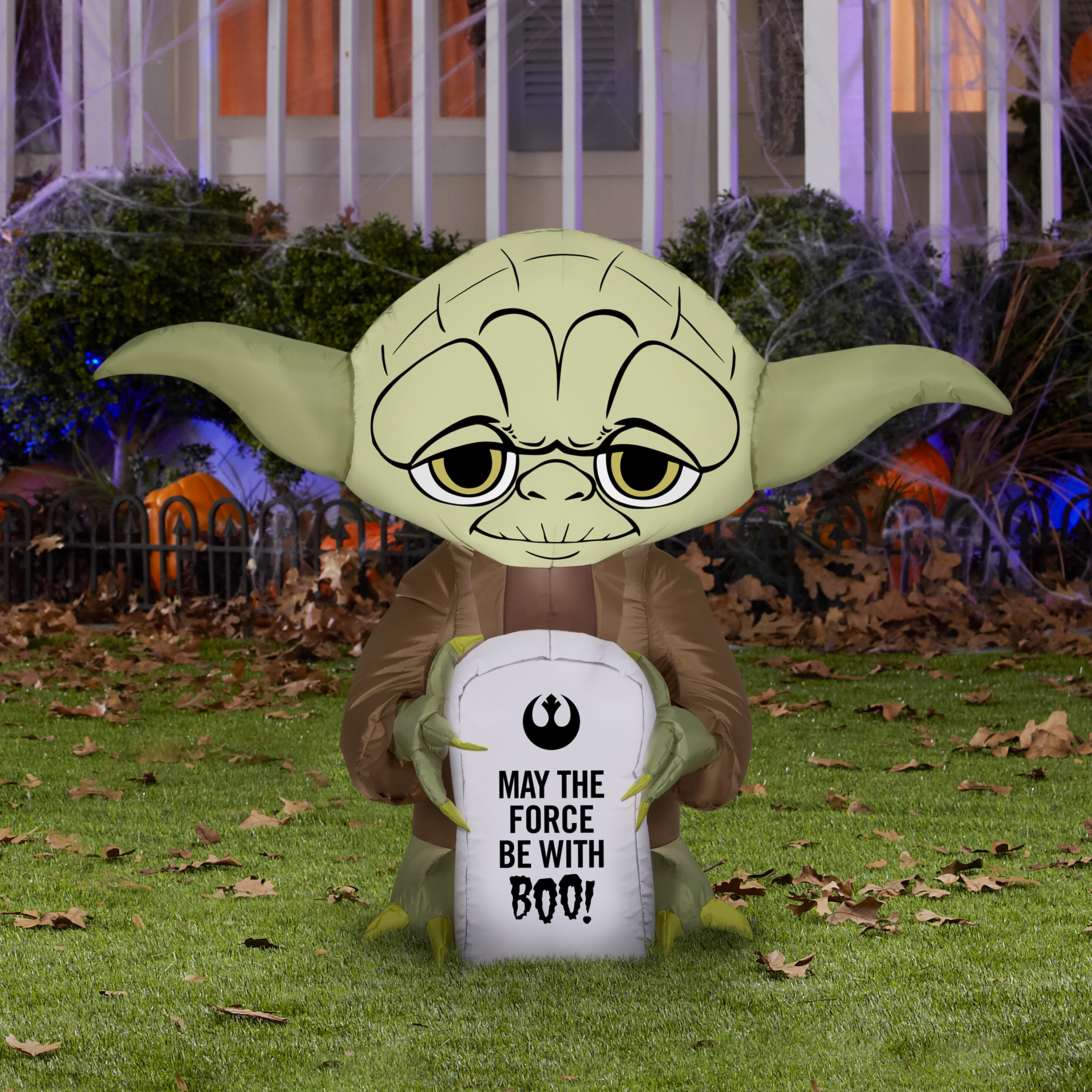Gemmy Industries Star Wars Stylized Yoda with Tombstone Inflatable ...