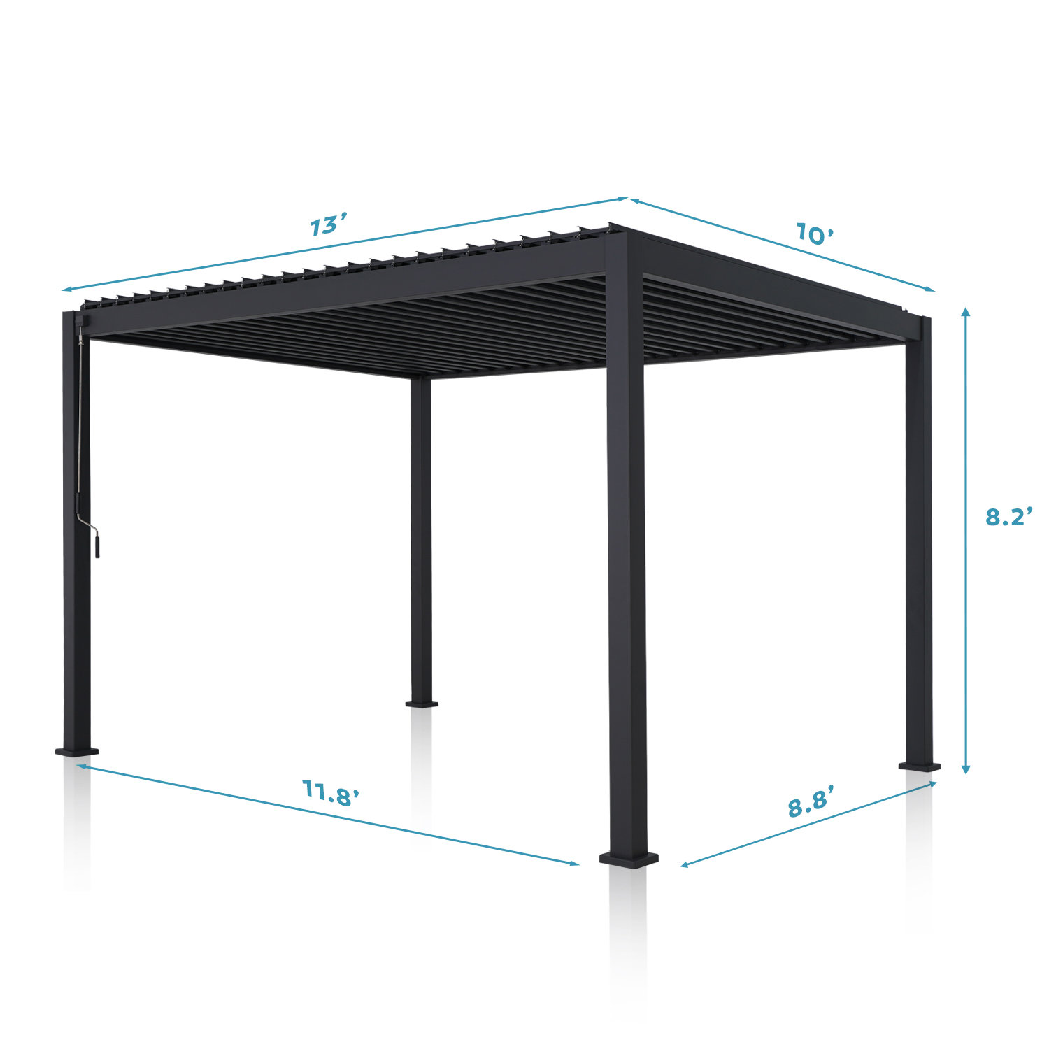 Mirador 111DA Full Aluminum Frame Pergola with Adjustable Double-Layer ...