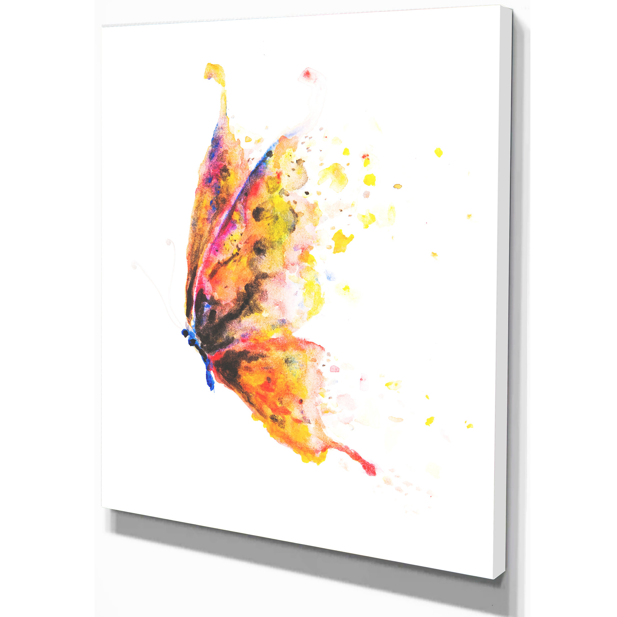 East Urban Home Floral 'Bright Orange Butterfly' Print on Wrapped ...