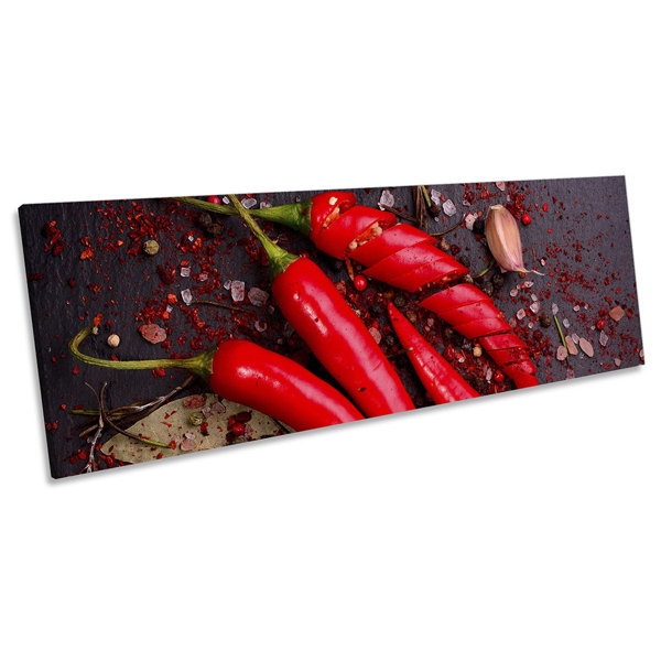 17 Stories Sliced Hot Chilli Spices Kitchen - Wrapped Canvas Panoramic ...