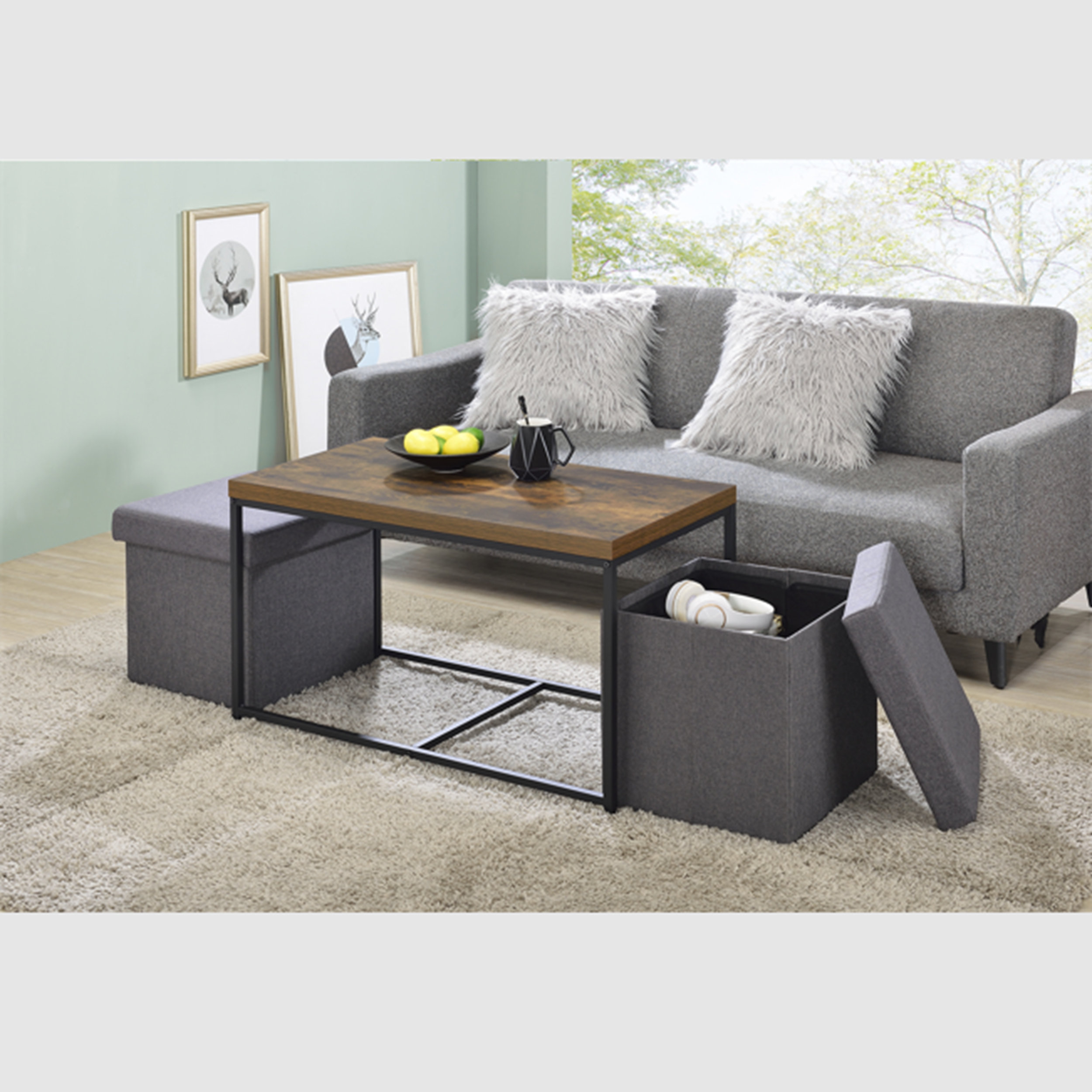 17 Stories 3 Piece Coffee Table Set With Raised Edges - Wayfair Canada
