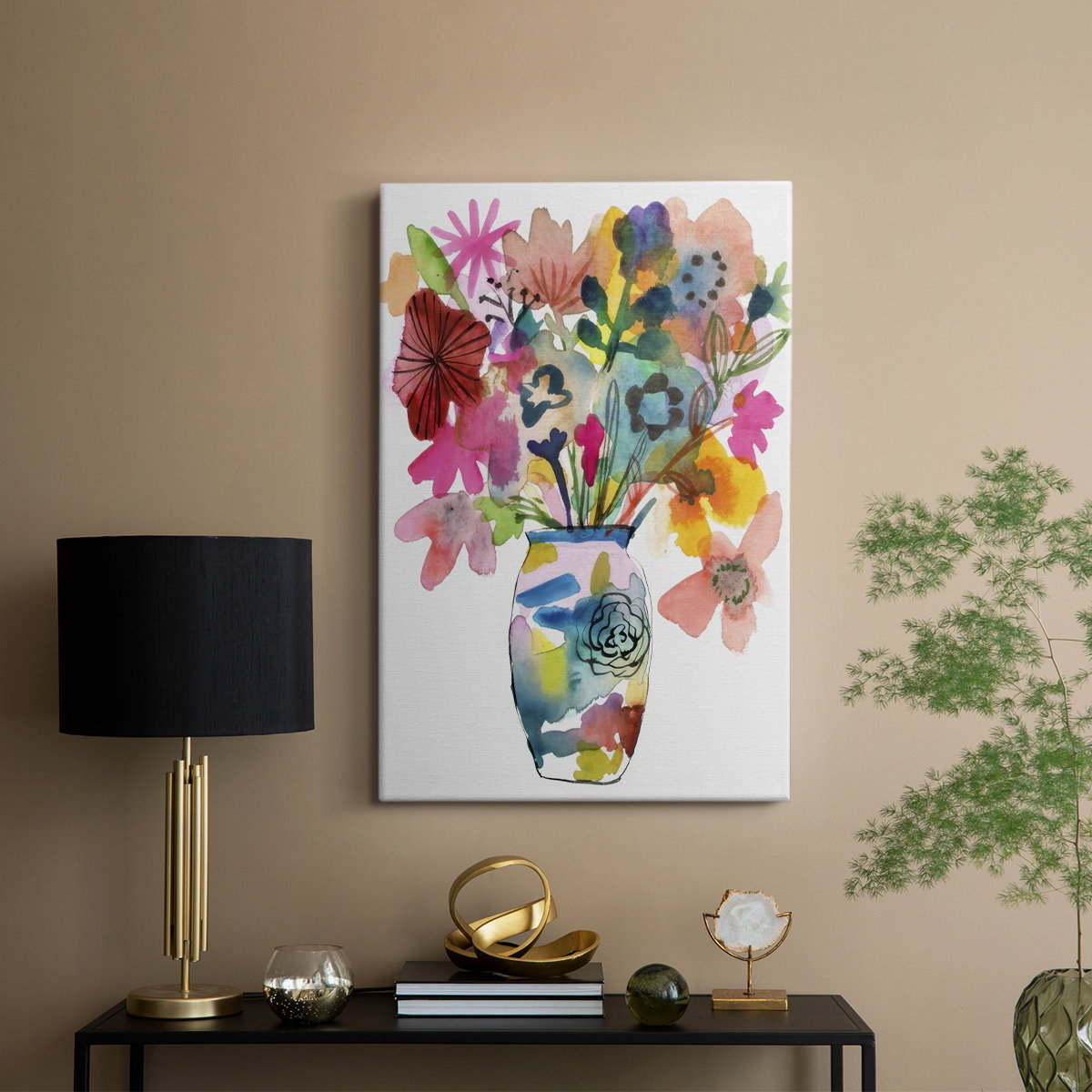 Winston Porter Linear Bouquet I -Custom Wrapped Gallery Cavas | Wayfair