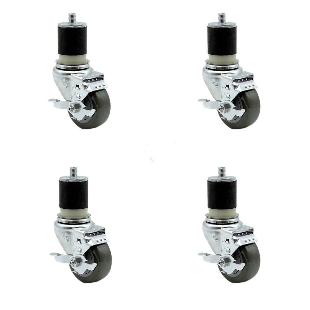 Service Caster Polyurethane Expanding Caster with Brake | Wayfair