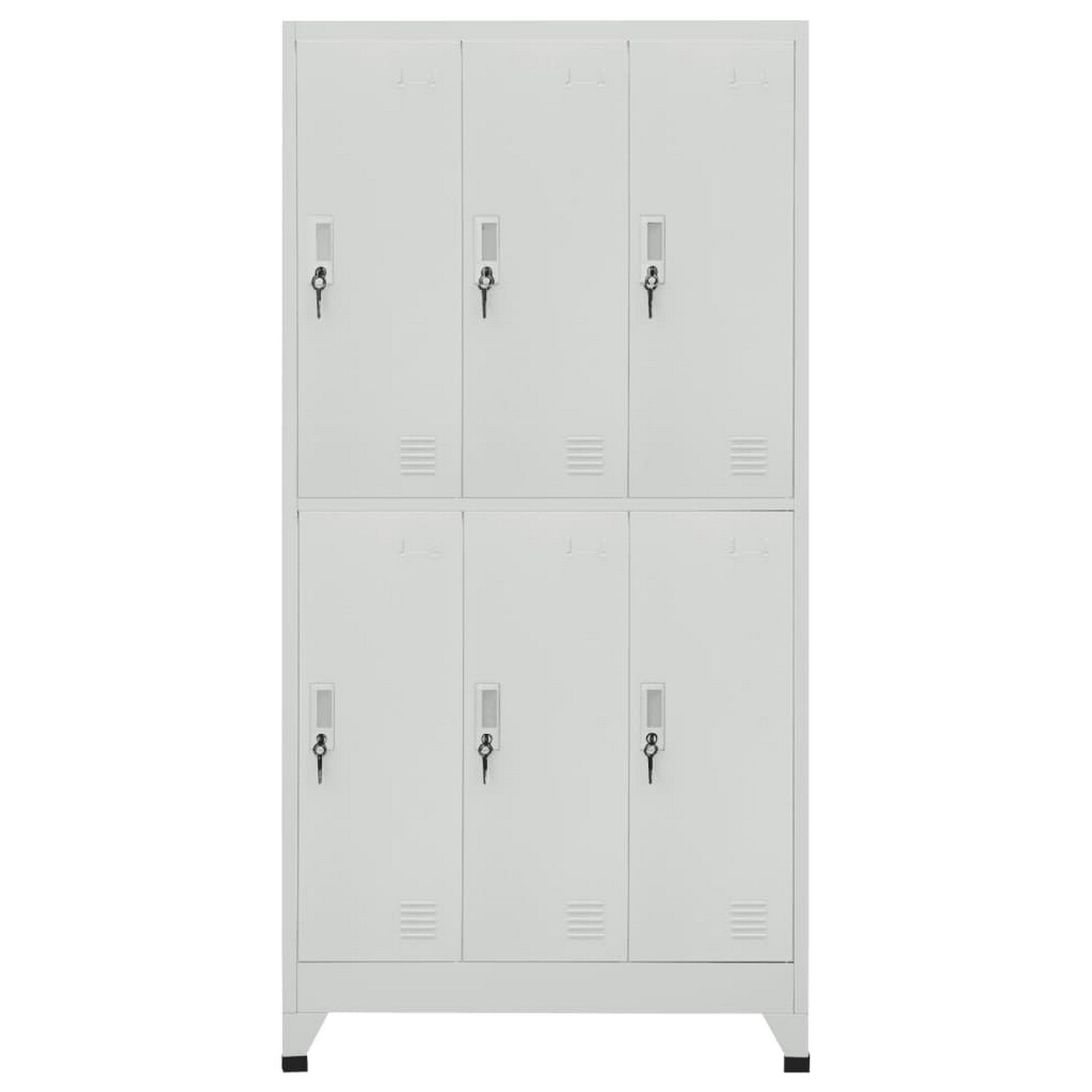 Benjara Nova Locker Cabinet, 6 Storage Compartments, Gray Steel, 71 ...