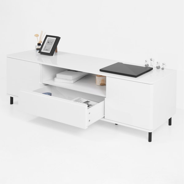 Latitude Run® Entertainment Center For Study - High Gloss Panel Tv ...