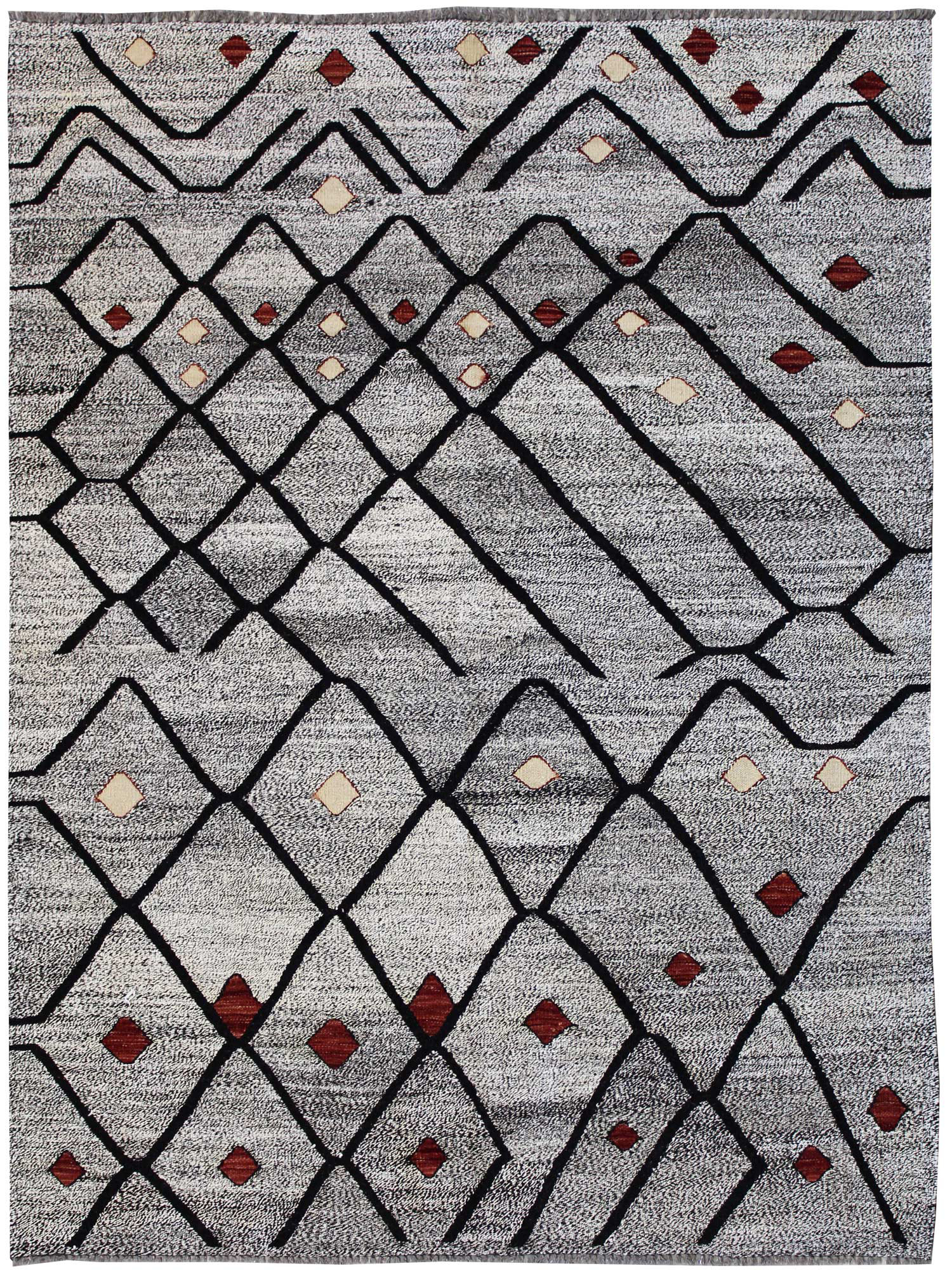 Landry & Arcari Rugs and Carpeting Tapis unique en laine tissé à la main à motif géométrique ...