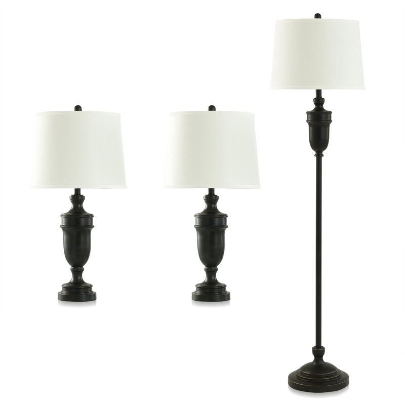 Alcott Hill® Gyeong 62'' Dark Bronze Traditional Floor & Table Lamp Set ...
