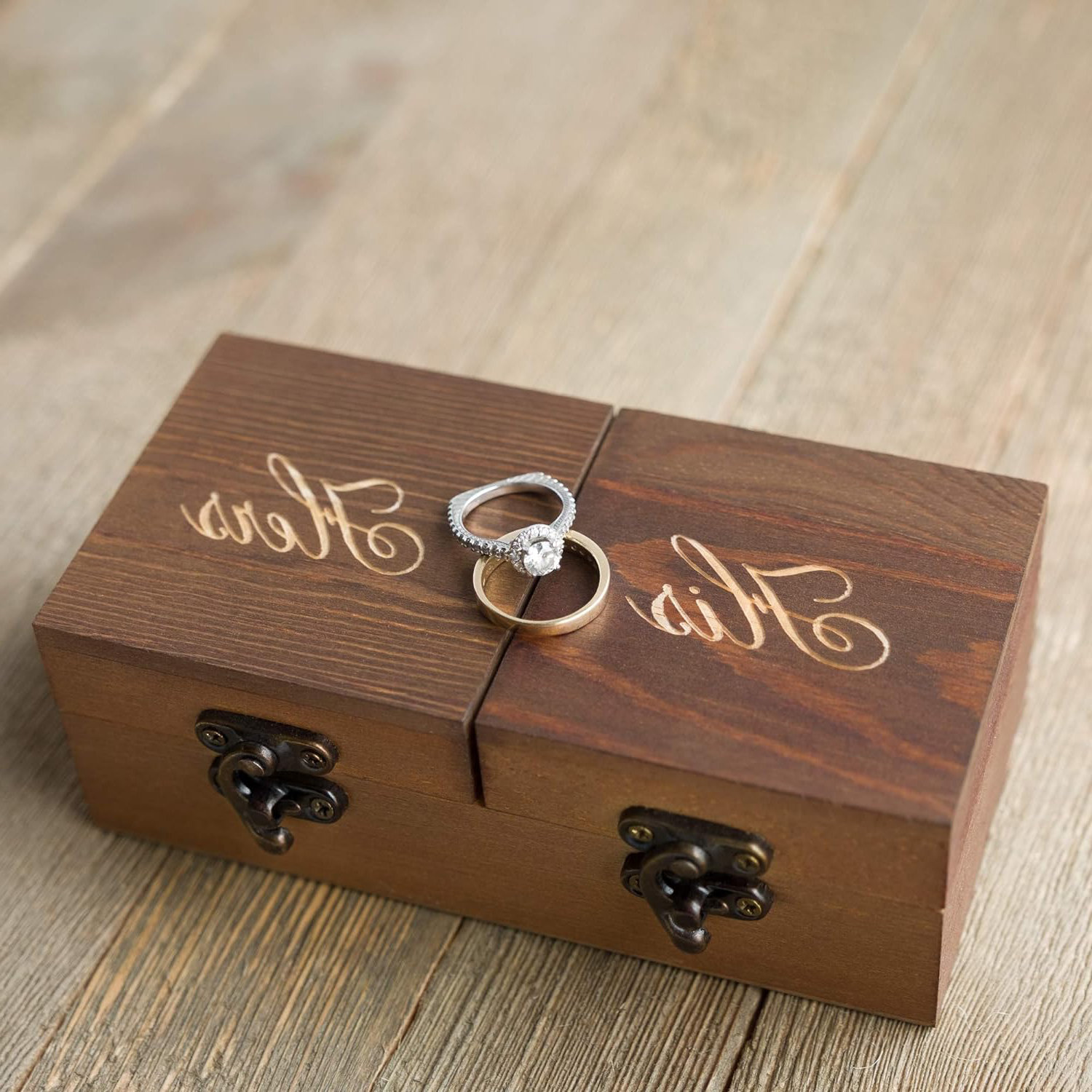 Millwood Pines Wood Ring Box for Wedding Ceremony Rustic Vintage Ring ...
