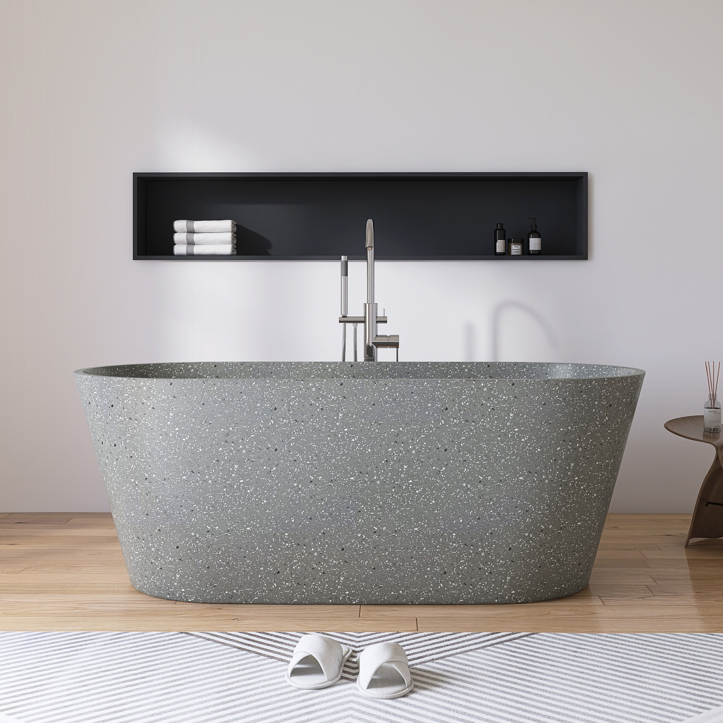 Lasaideal 59'' X 29'' Freestanding Tub Soaking Stone Bathtub | Wayfair