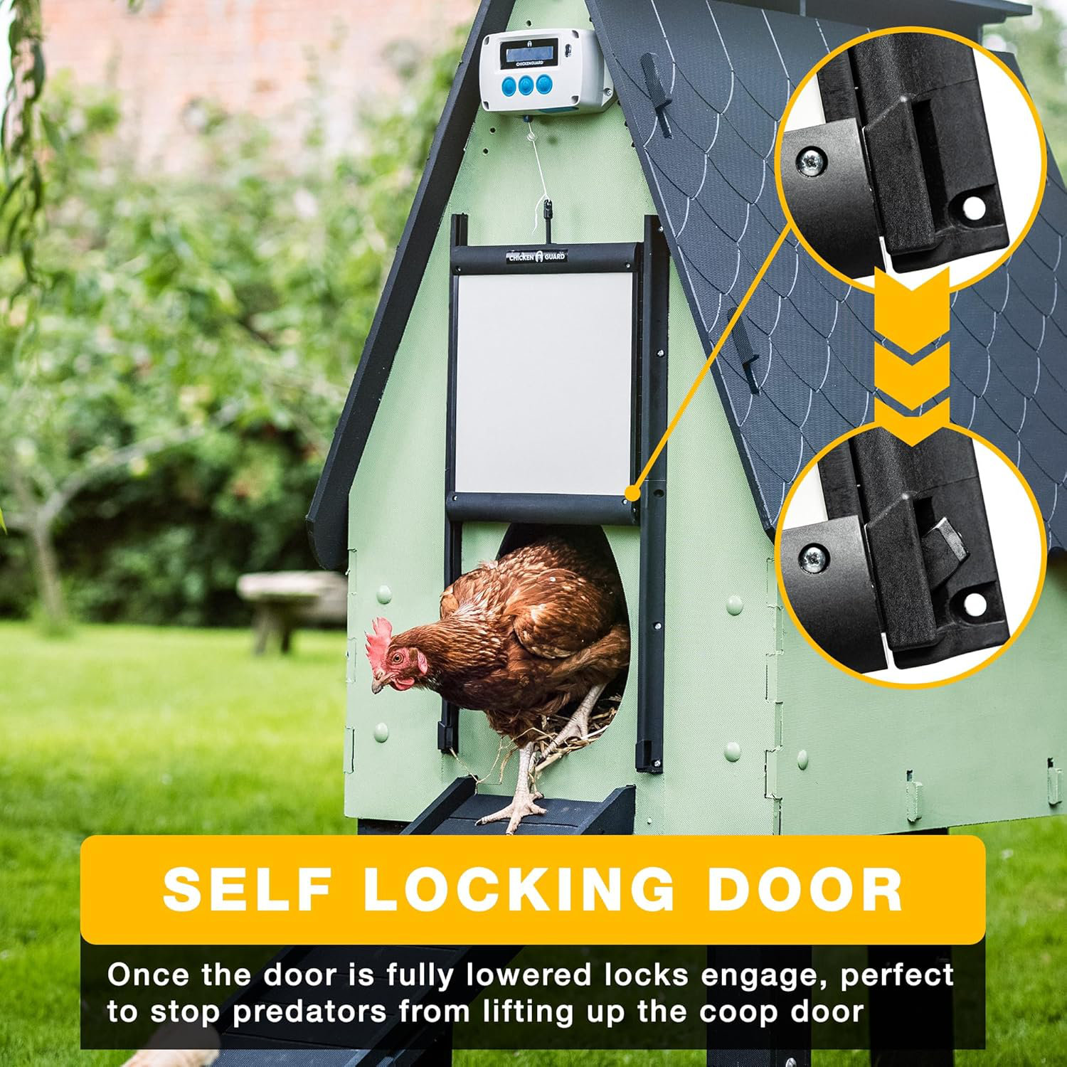 INKEDZ Automatic Chicken Coop Door Opener, Power by Solar/Batteries ...