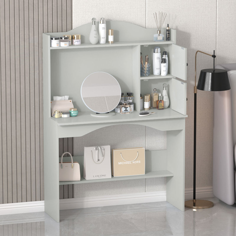 Winston Porter Makeup Vanity Desk Spacious Storage & Movable Mirrors ...