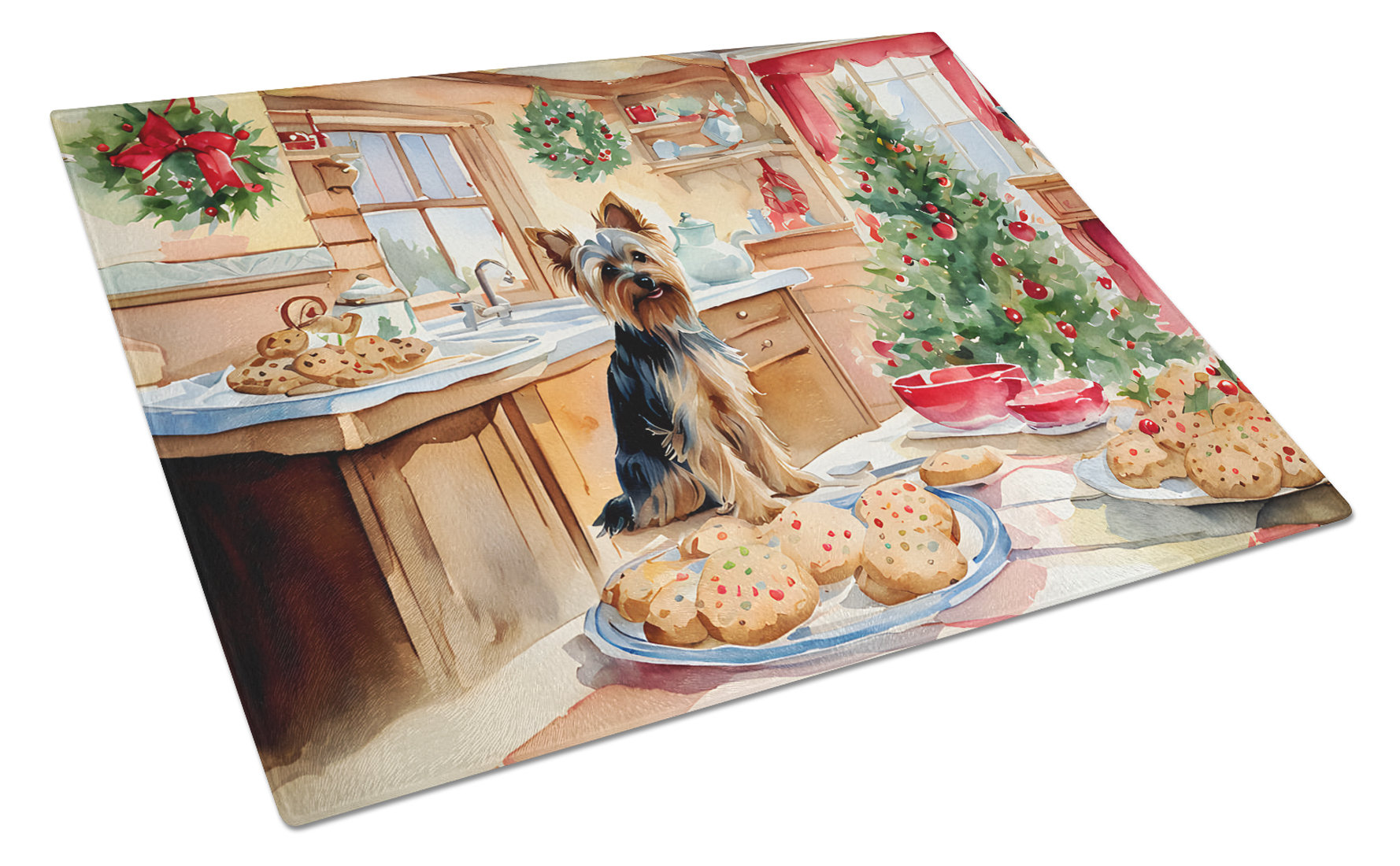 Caroline's Treasures Yorkshire Terrier Yorkie Christmas Cookies Glass ...