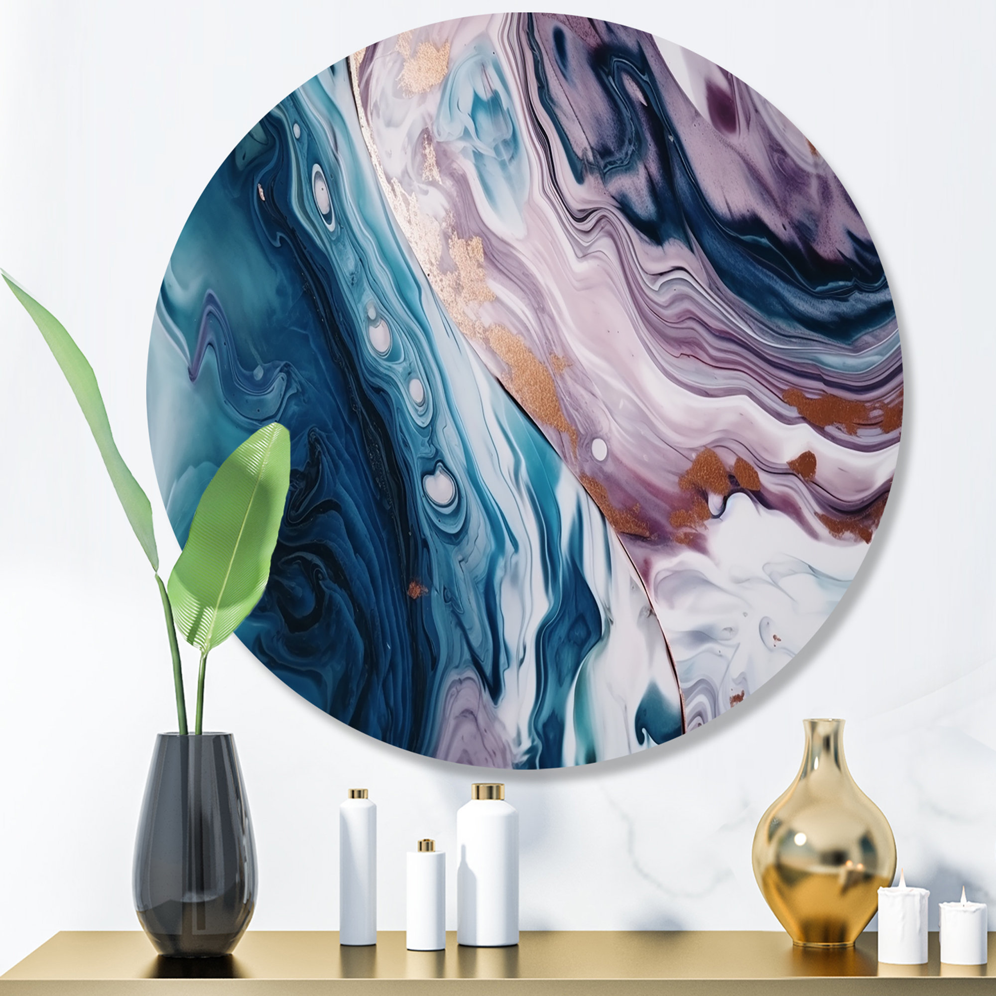 Design Art Solid Abstract Marble - Abstract Marble Round Wall Art on ...