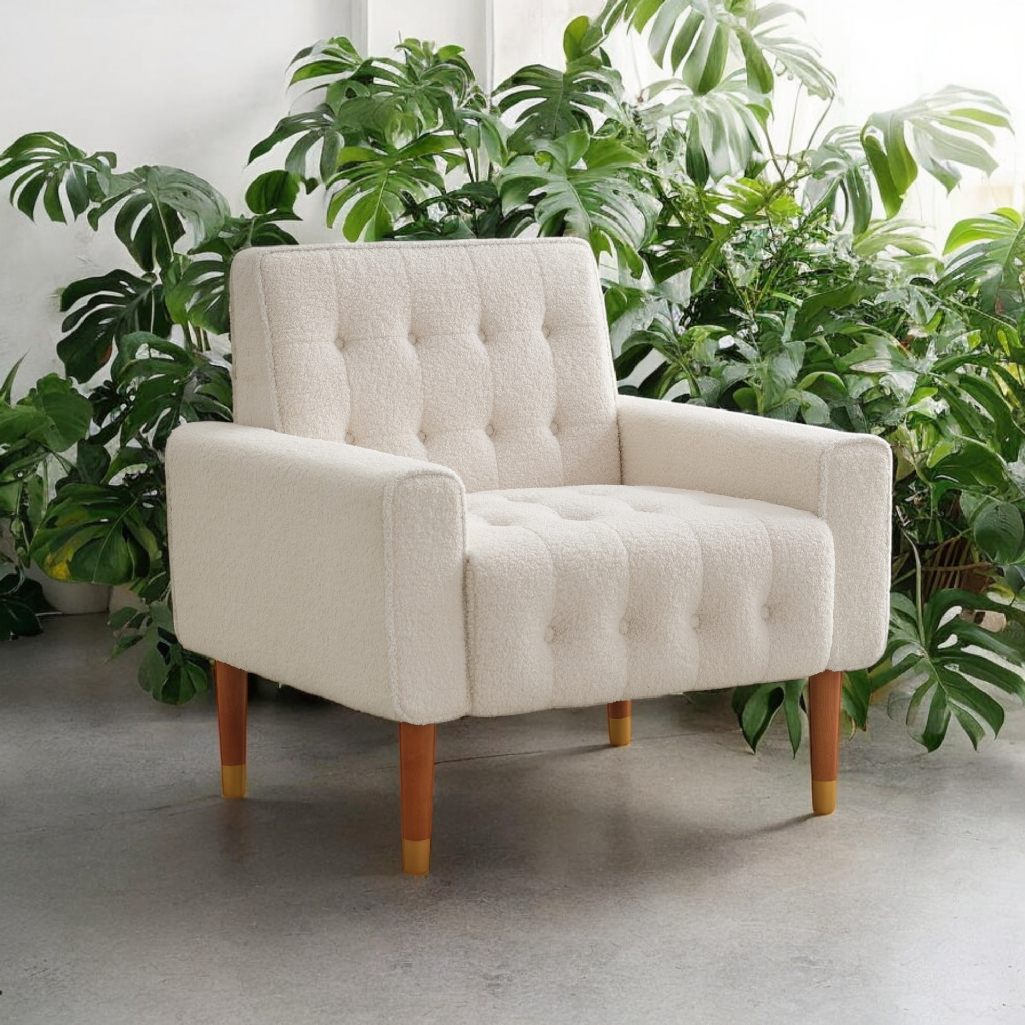 Mercer41 33.73" W Biscuit Button Tufted Square Arm Accent Chair ...