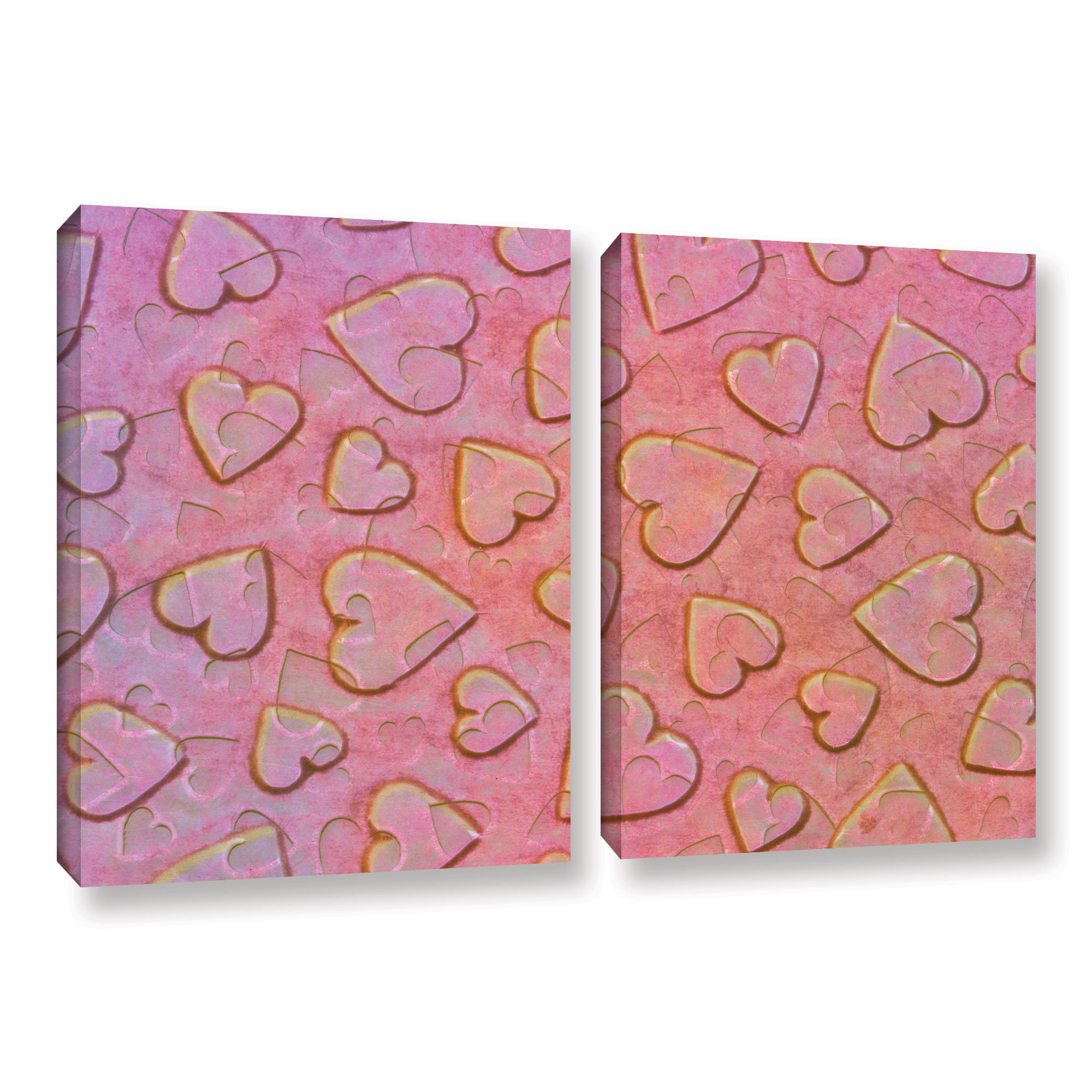 Zoomie Kids Single Heart - 2 Piece Graphic Art Set on Canvas | Wayfair