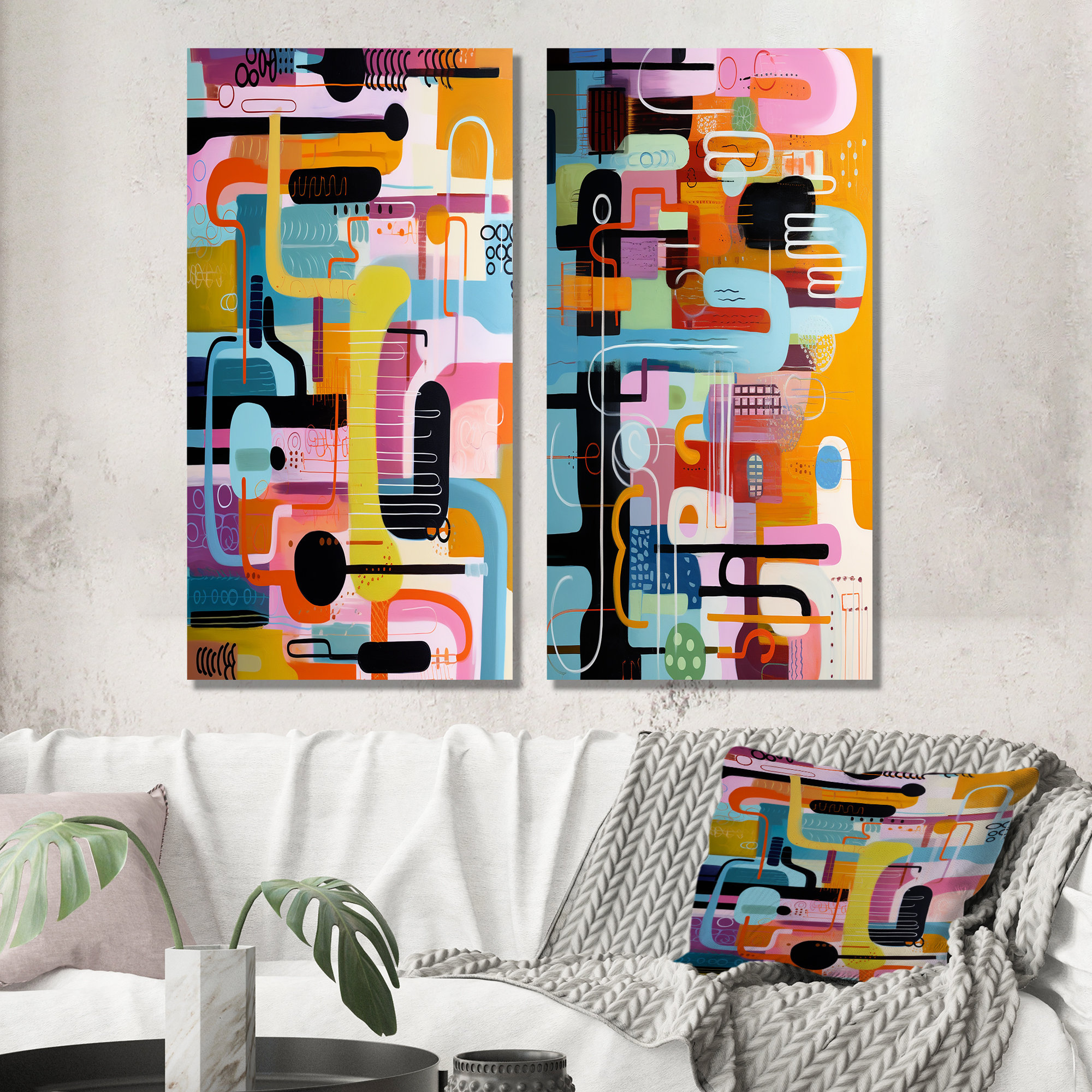 Design Art Midcentury Geometric Funny Collage I - Abstract Geometric ...