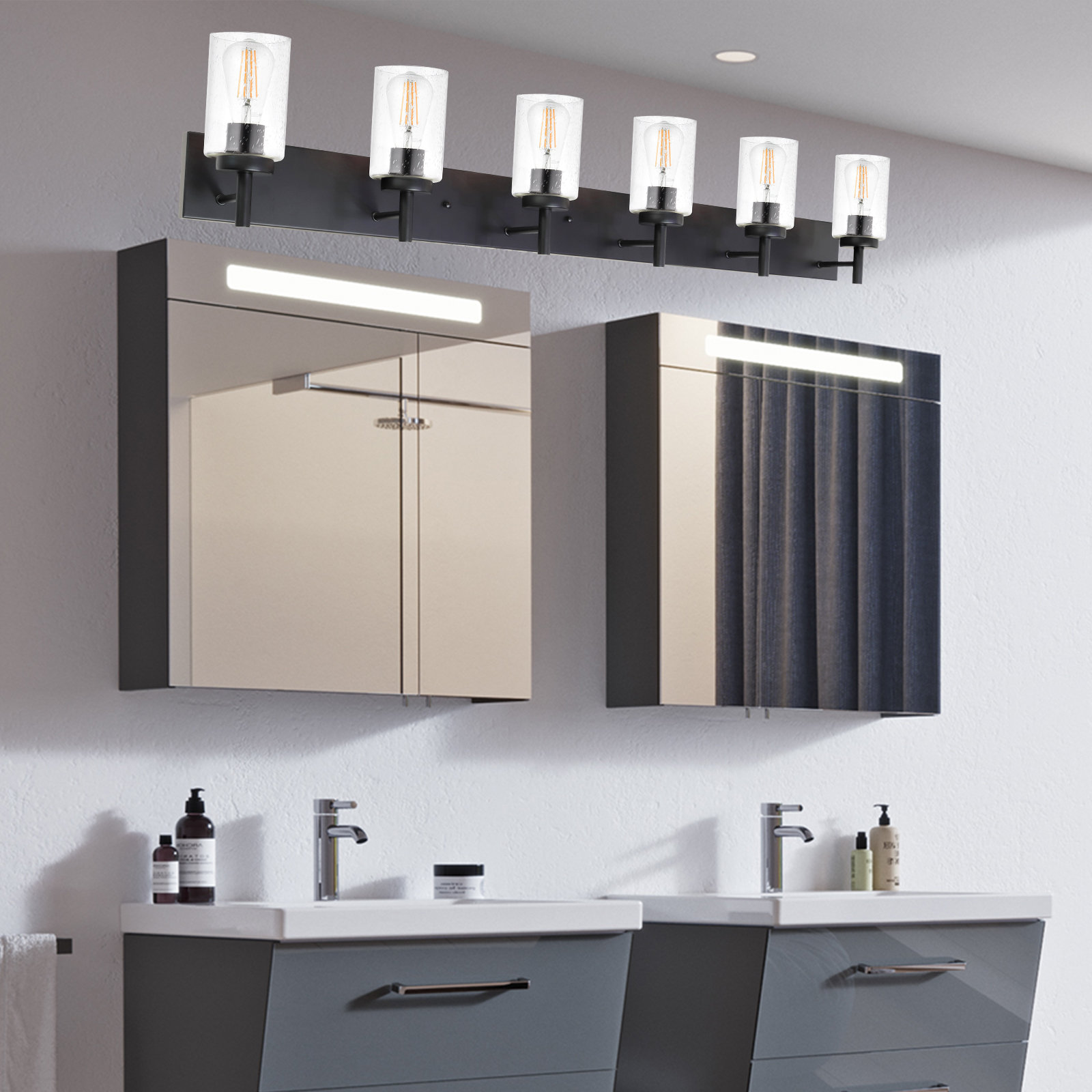 Breakwater Bay 6 Light Black Wall Light, Bathroom Over Mirror Light ...