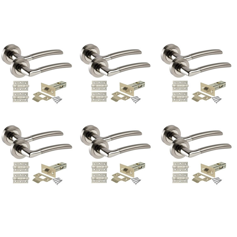 Ebern Designs 6 Pairs Indiana Style Modern Door Handles on Round Rose ...
