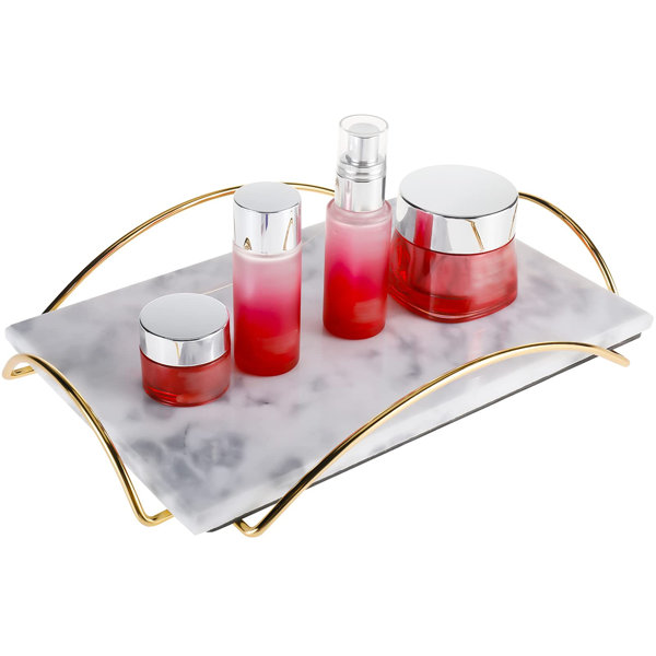 Mercer41 Marble Decorative Tray, Copper Metal Handle Perfume Tray ...
