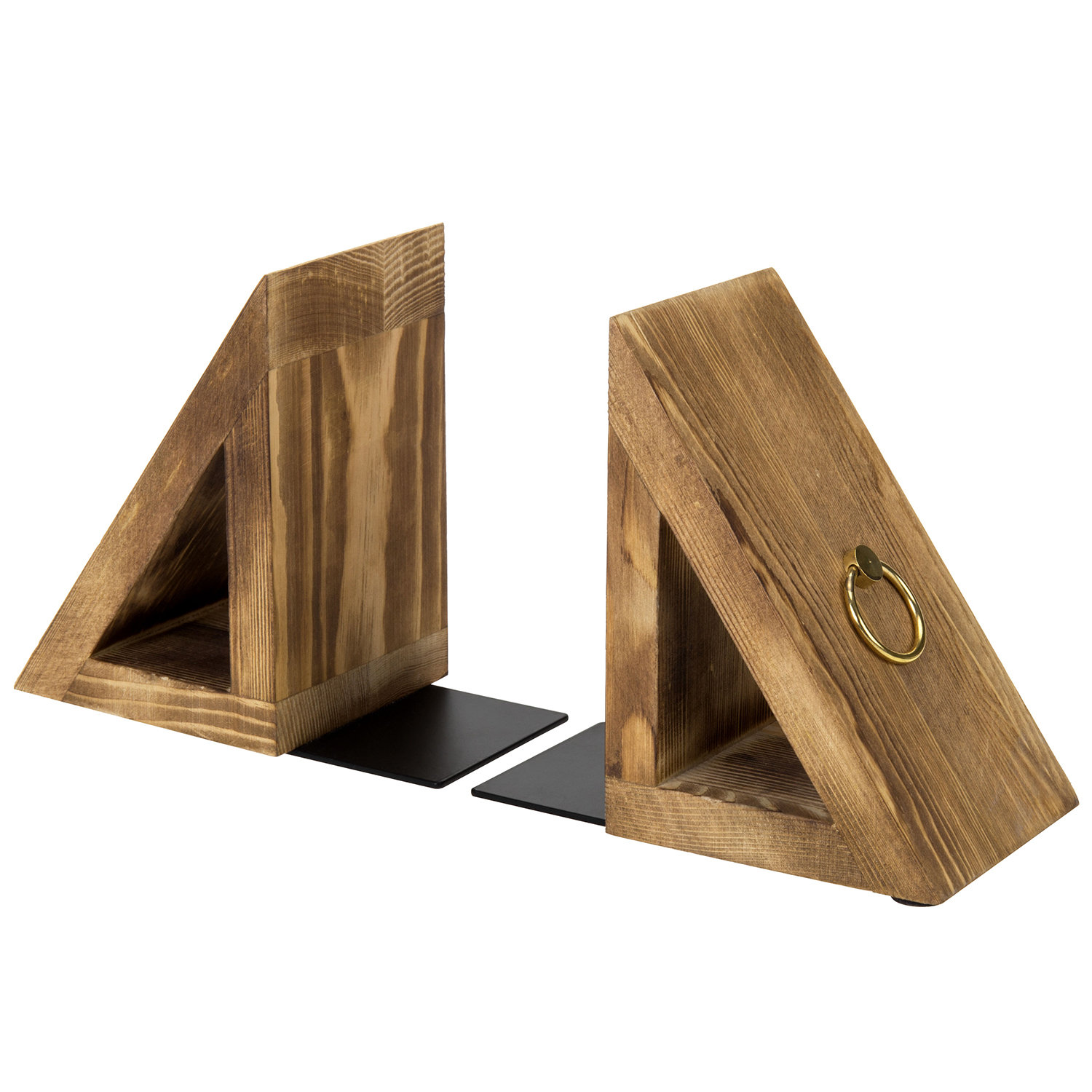 Loon Peak® Triangular Decorative Solid Wood Bookends | Wayfair
