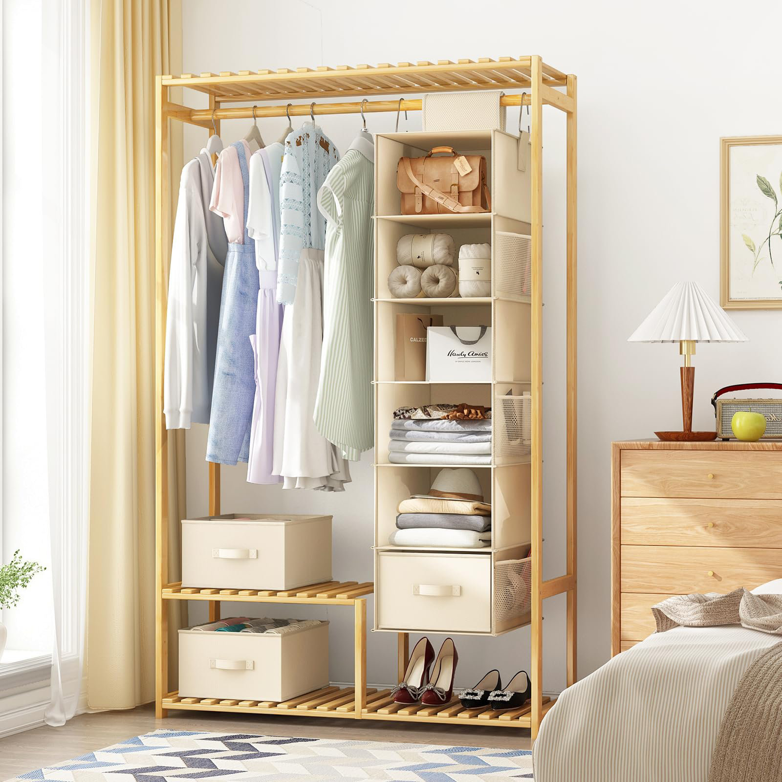 Latitude Run® Hanging Closet Organizer 6-Shelf Hanging Shelves For ...