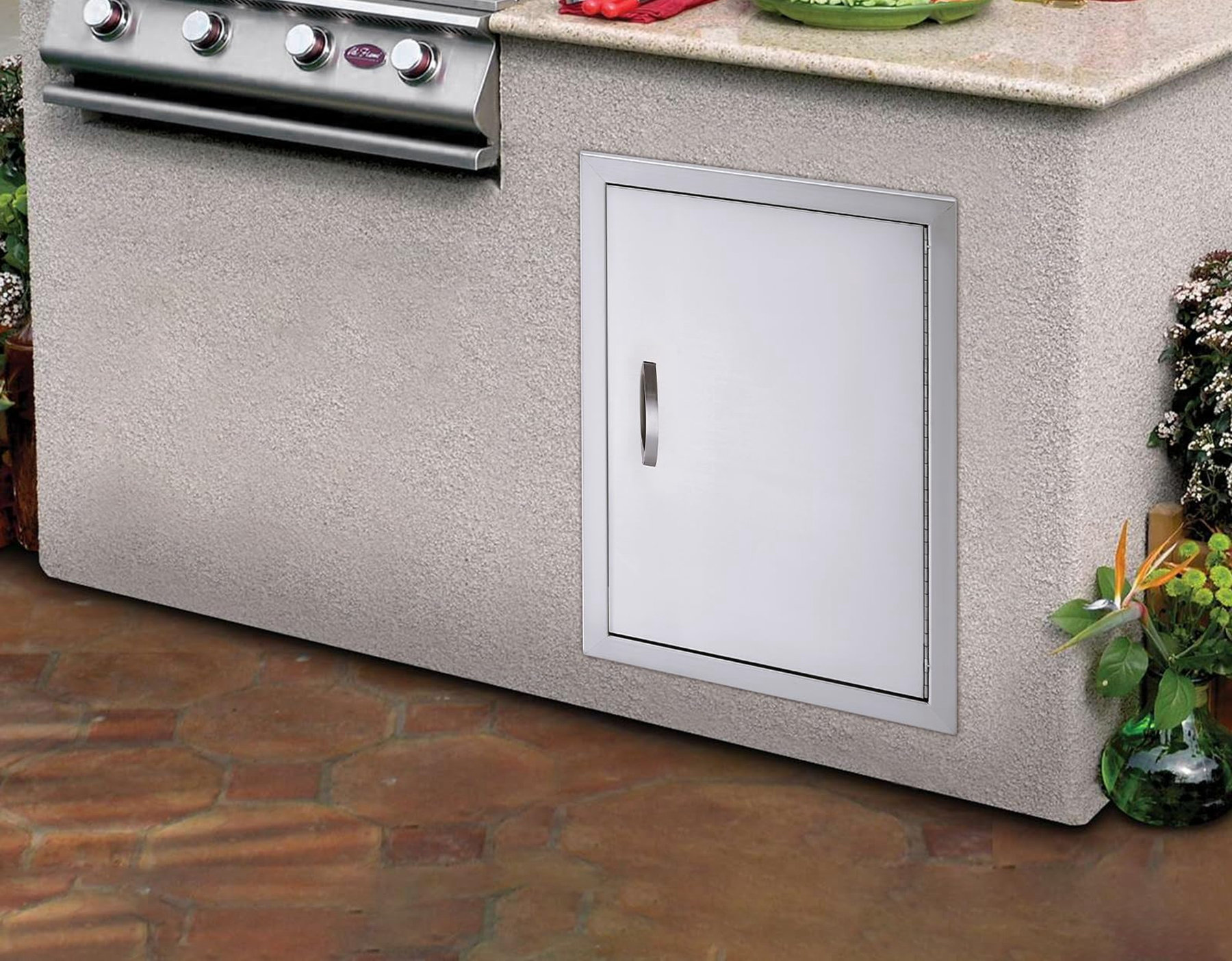 Euker Outdoor Kitchen BBQ Access Door 17"W x 24"H in Stainless Steel ...