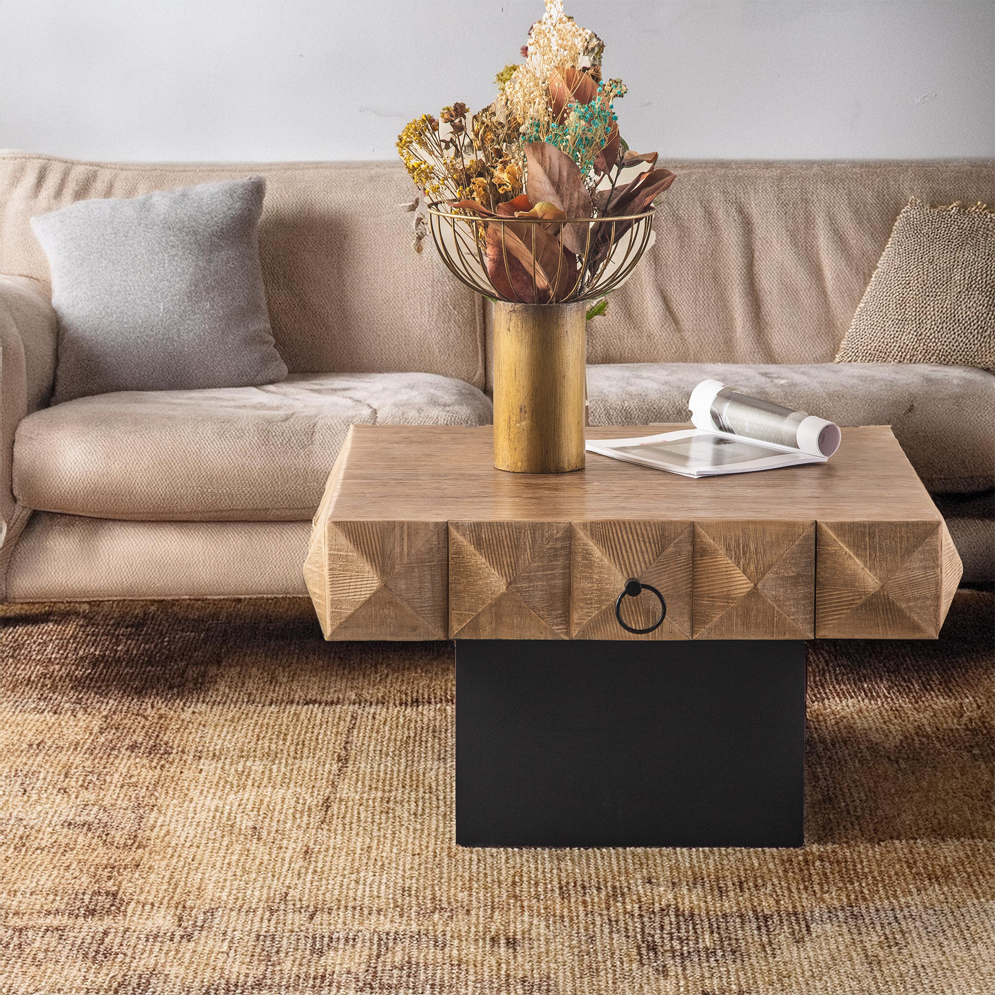 Millwood Pines Three-Dimensional Embossed Pattern Square Retro Coffee ...