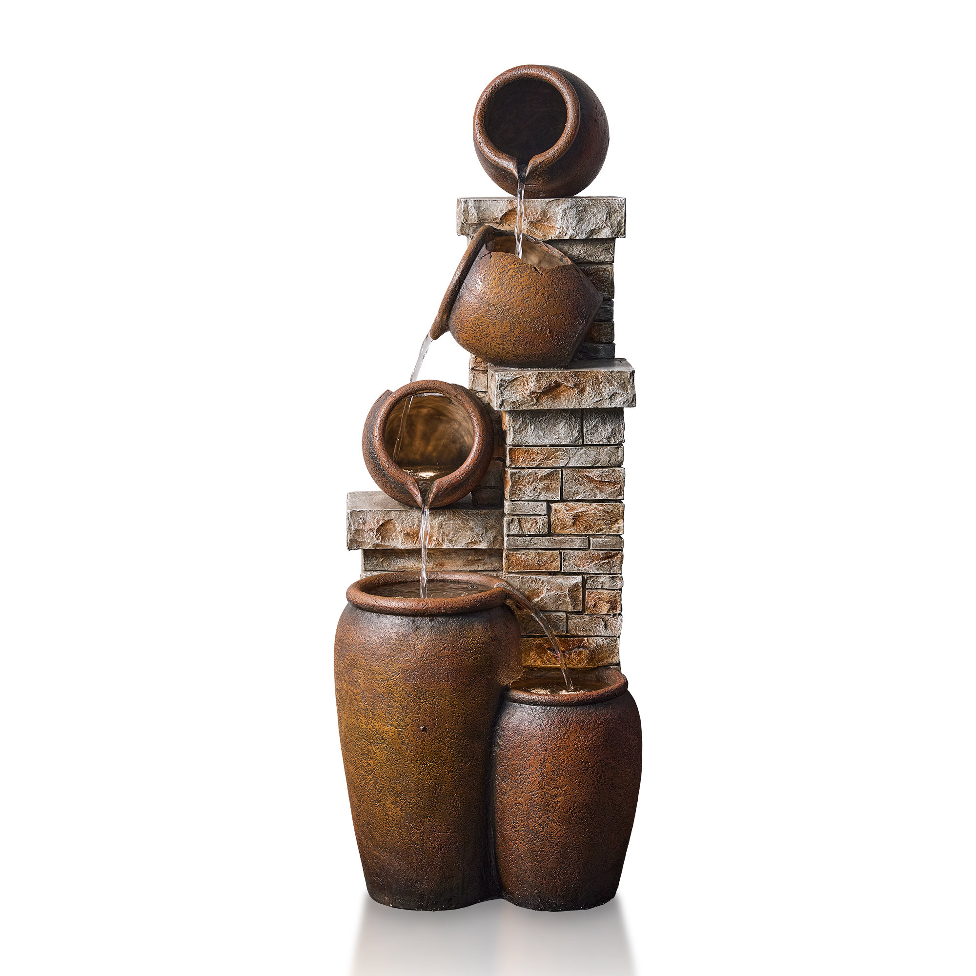 Ophelia & Co. Glazed Terracotta Pots Polyresin Cascade Water Fountain Weather Resistant | Wayfair