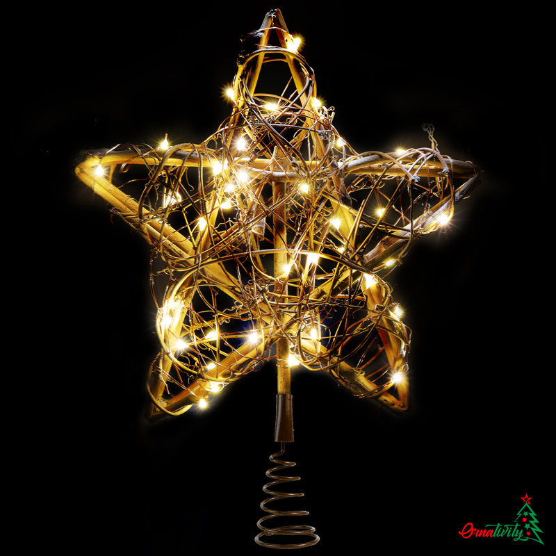 The Holiday Aisle® Rattan Star Tree Topper & Reviews | Wayfair