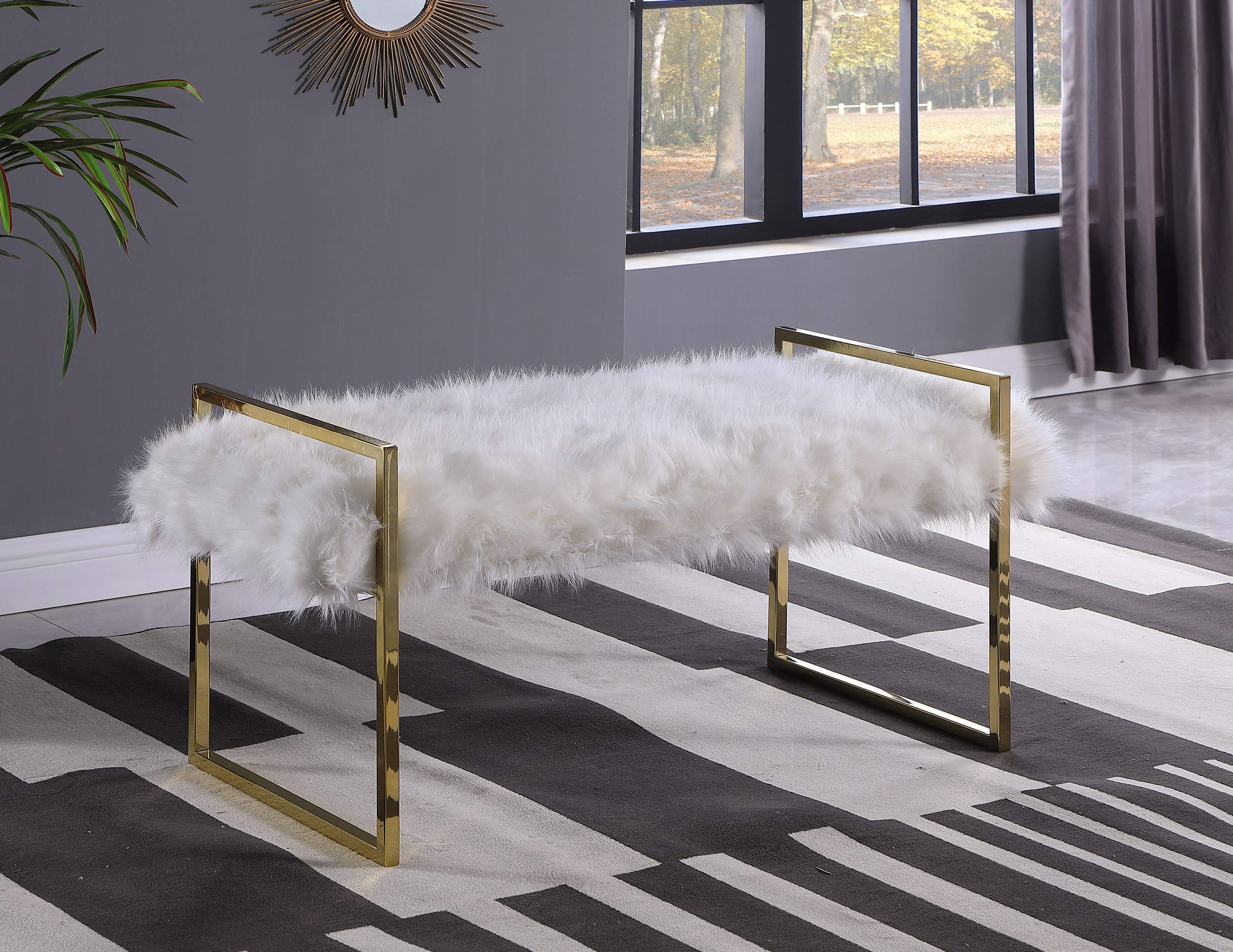 Mercer41 Cesaire Faux Fur Upholstered Bench | Wayfair