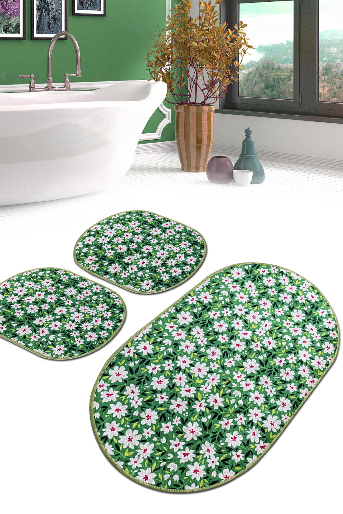East Urban Home Ege Floral 3 Piece Bath Rug Set | Wayfair