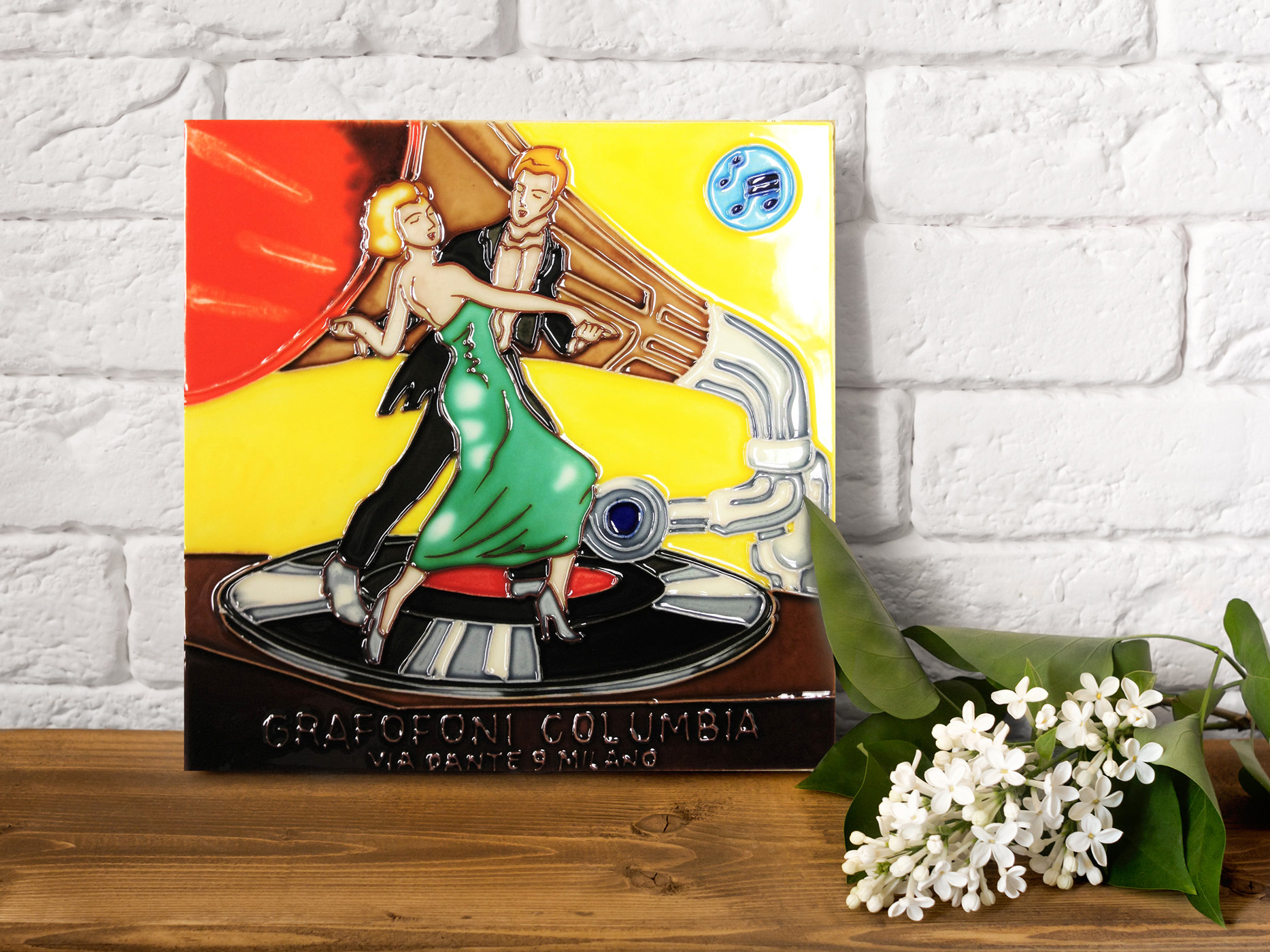 Continental Art Center 8x8" Dancing Record Ceramic Art Tile Wall Décor ...