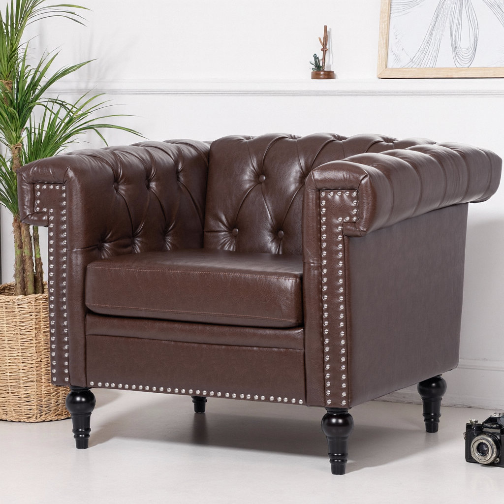 George Oliver Luxurious PU Single Seater Sofa with Pocket Springs ...