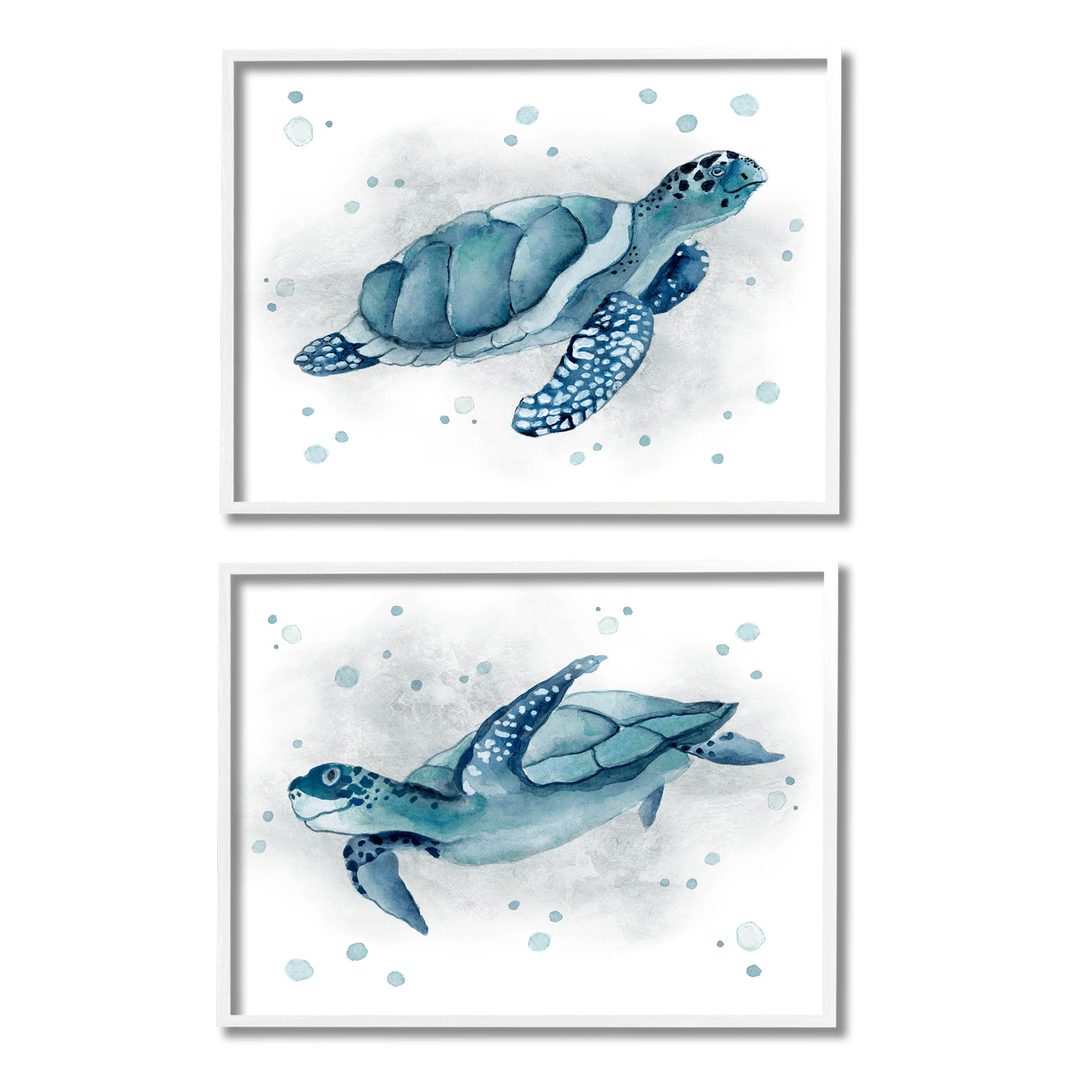 Stupell Industries Blue Tortoises Ocean Bubbles 2 Pc Giclee Art Set By ...