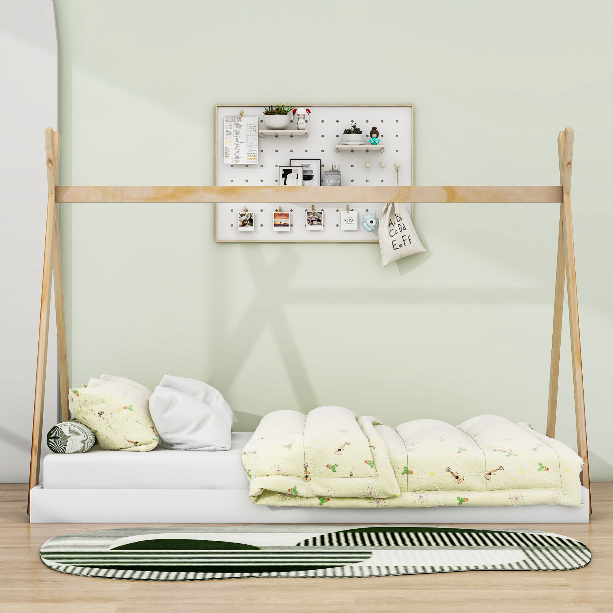 Isabelle & Max™ Lenise Twin Wooden Tent Floor Bed | Wayfair