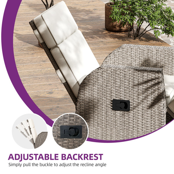 Red Barrel Studio® Outdoor Recliner Chair, Patio Wicker Lounge Chair ...