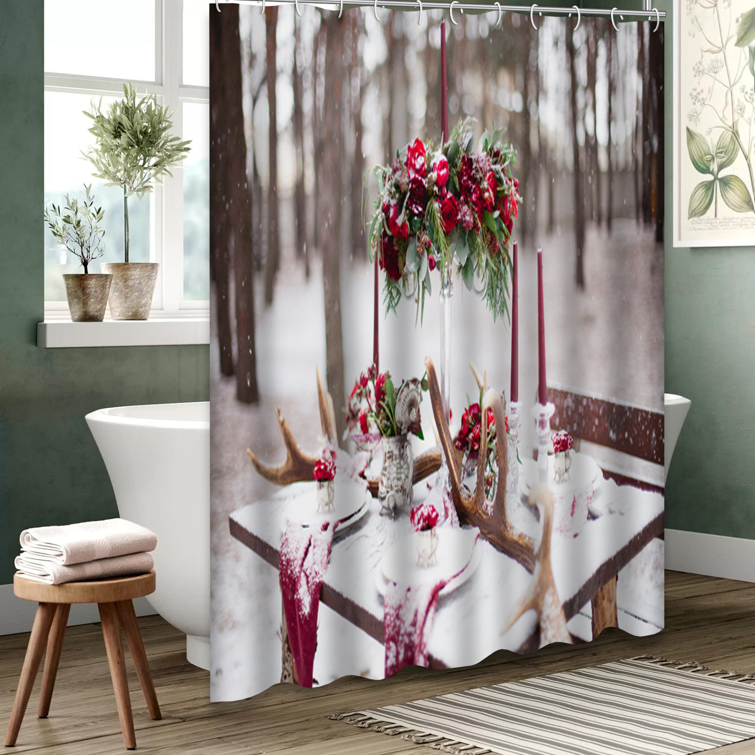 The Holiday Aisle® EverGlow Shower Curtain - Winter Radiance Bath Decor ...